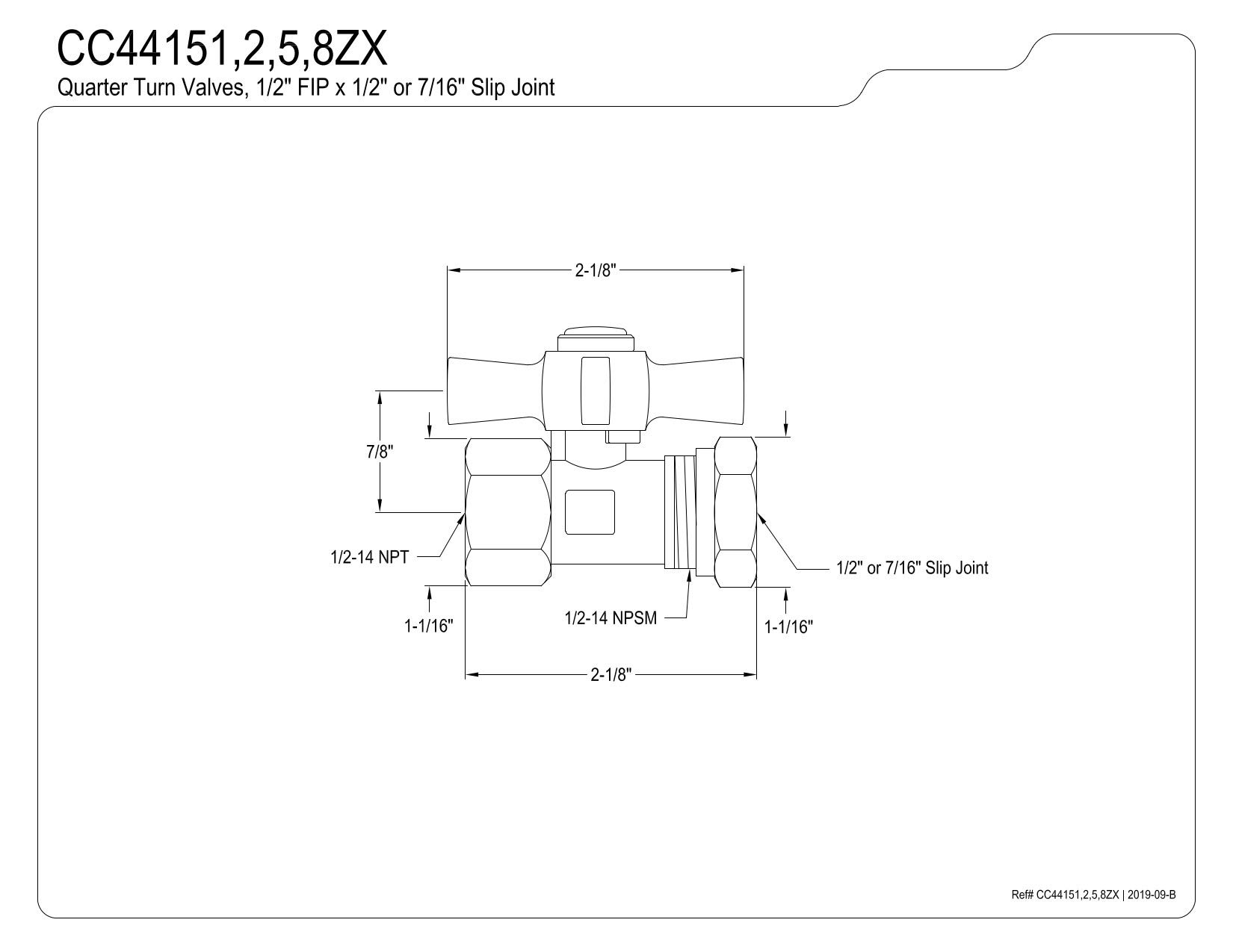 KINGSTON BRASS CC44152ZX Millennium 1/2-Inch FIP X 1/2-Inch OR 7/16-Inch Slip Joint Straight Stop