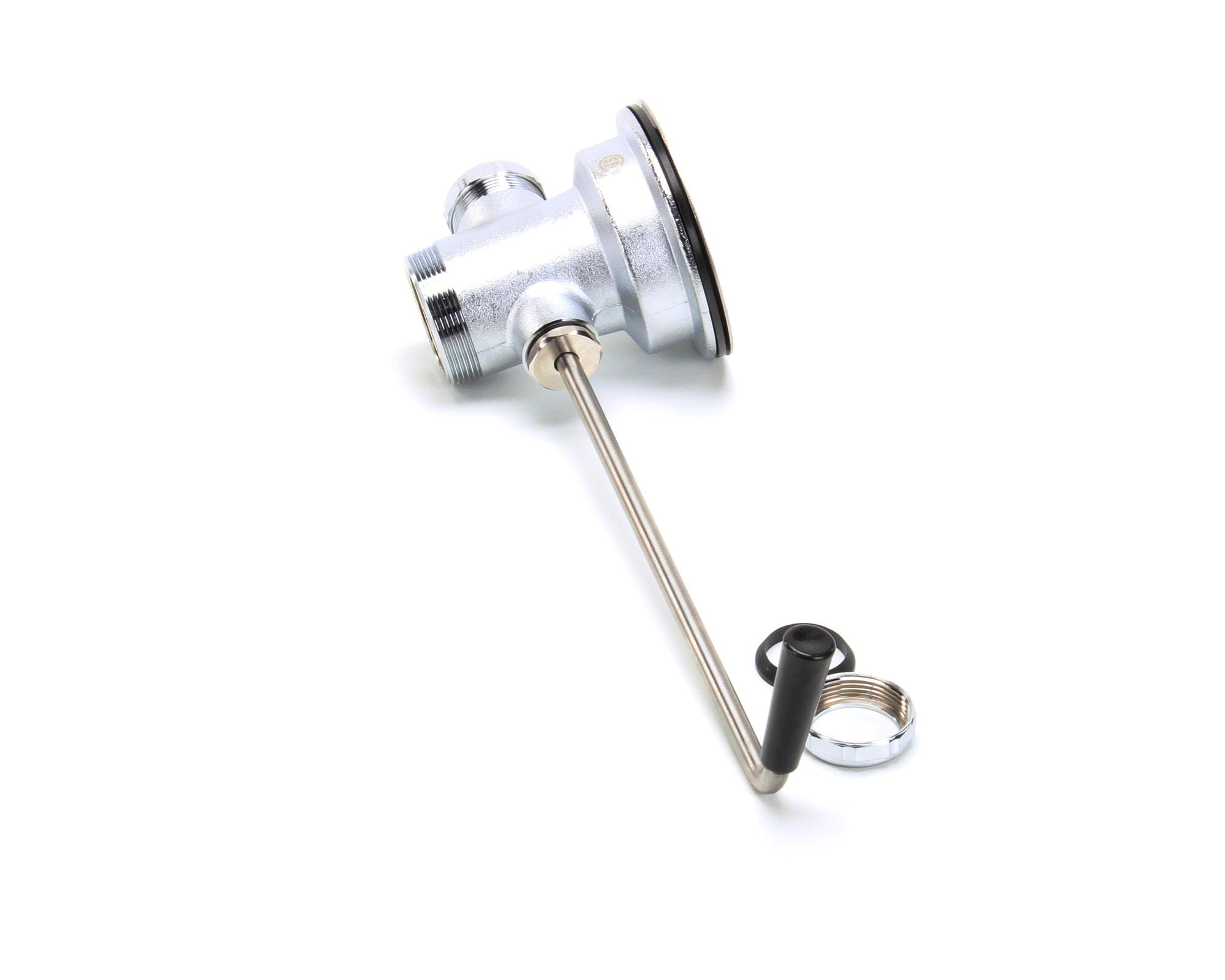 T&S Brass, B-3952, 3-1/2" Waste Drain Valve with Twist Handle and 2" NPT Male x 1-1/2" NPT Female Outlet Connection, Stainless Steel
