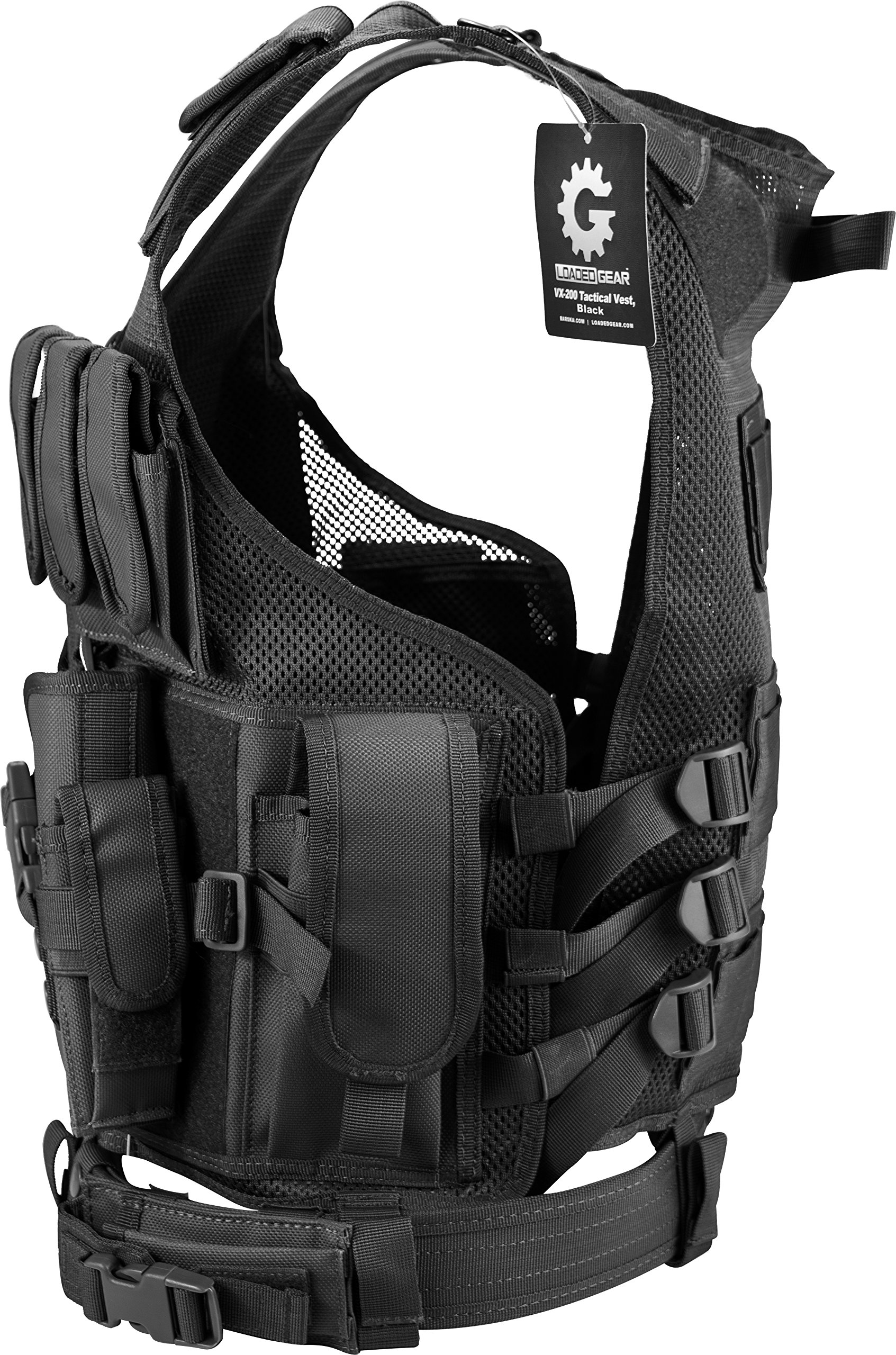 BARSKA mens Loaded Gear BI12018 VX 200 Tactical Vest Right Hand, Black, Large US