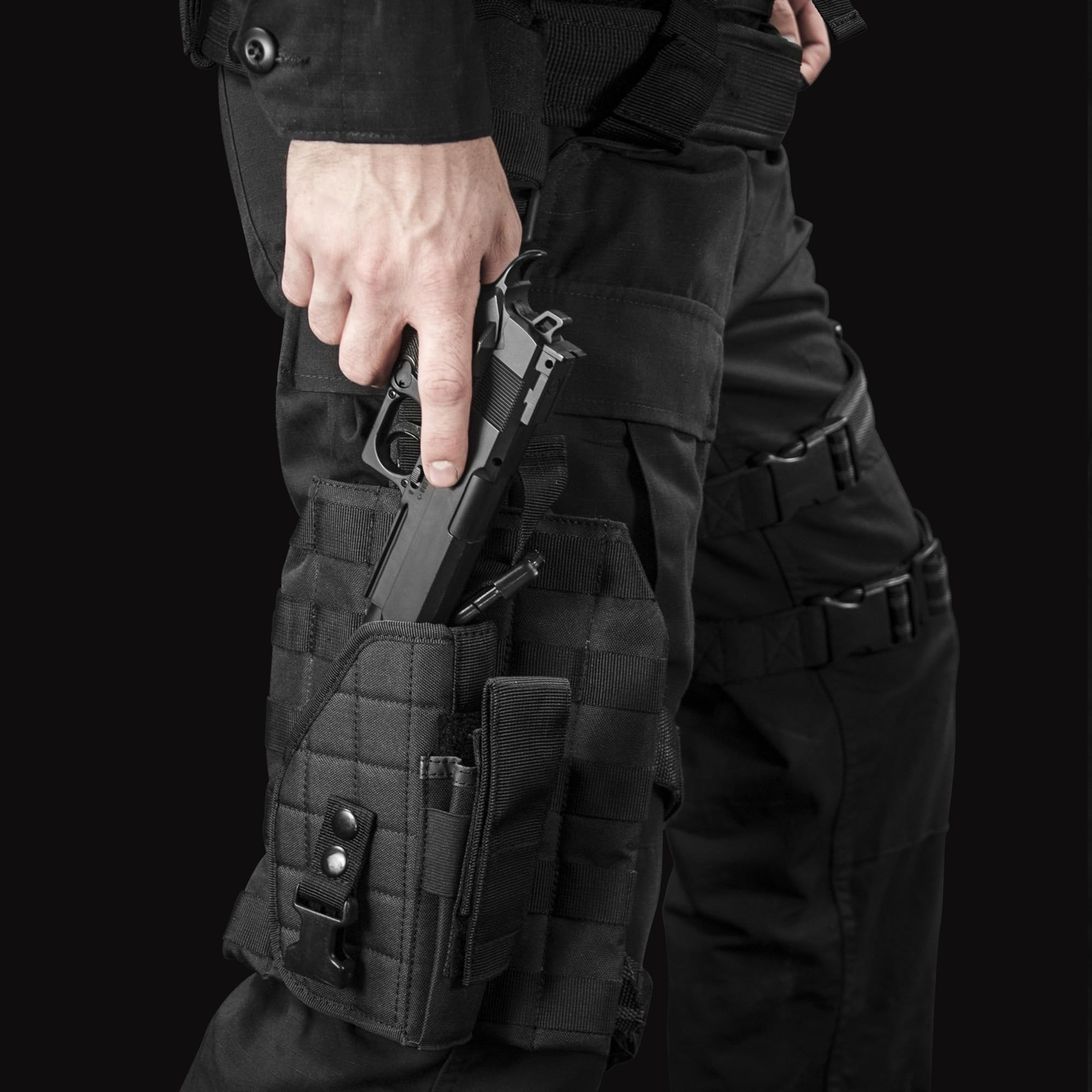 Barska BI12016 Loaded Gear VX-100 Tactical Vest and Leg Platform, Black, One Size