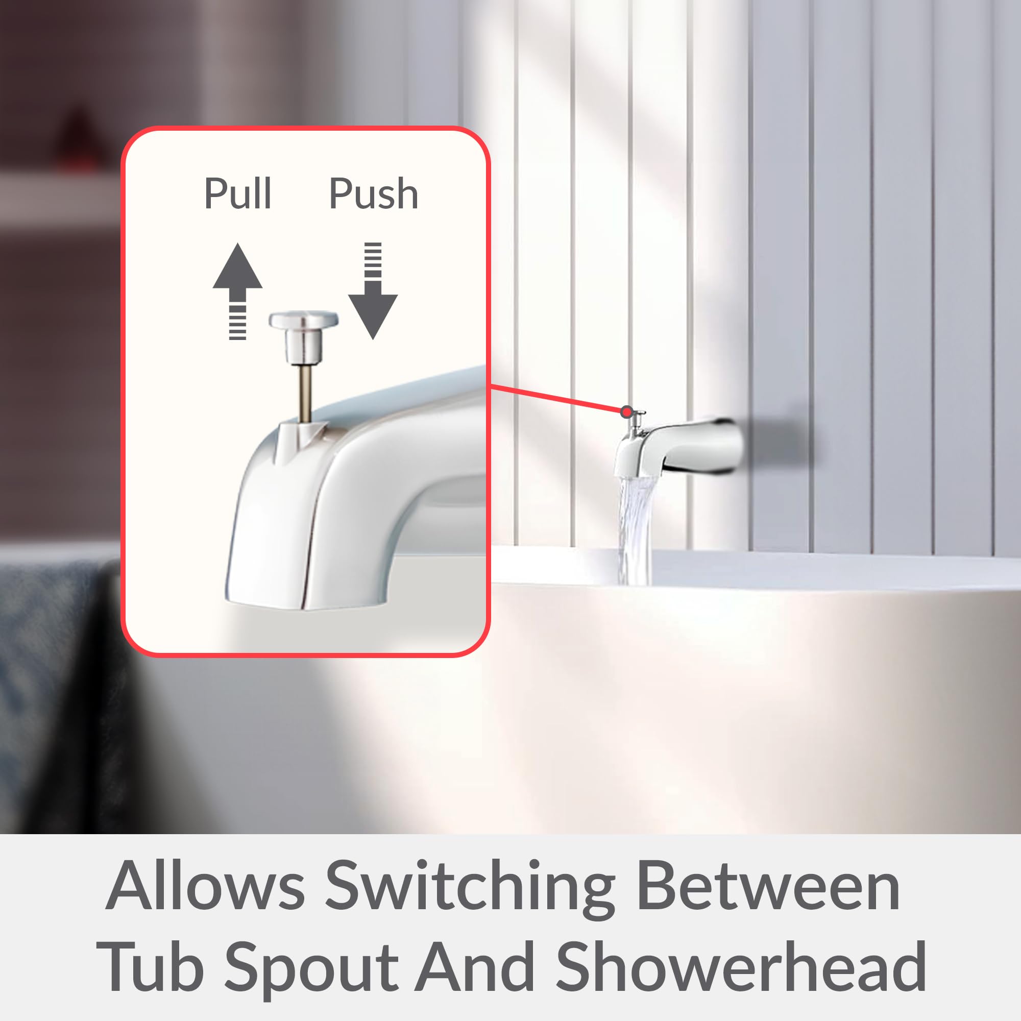Proplus 101017 Bathtub Spout with Diverter Repair Kit in Chrome β Universal Replacement for Tub Diverter Spout, Easy Installation