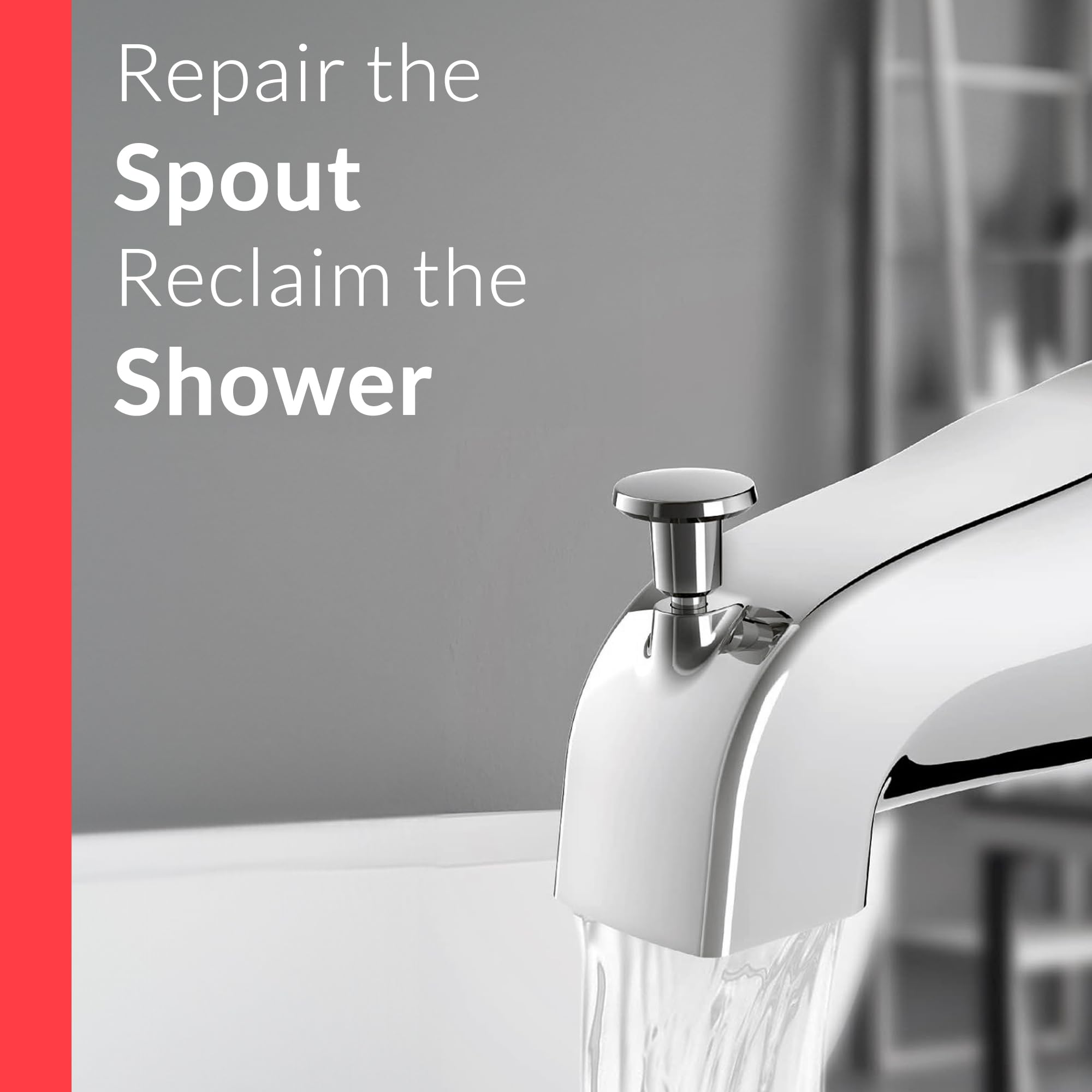 Proplus 101017 Bathtub Spout with Diverter Repair Kit in Chrome β Universal Replacement for Tub Diverter Spout, Easy Installation