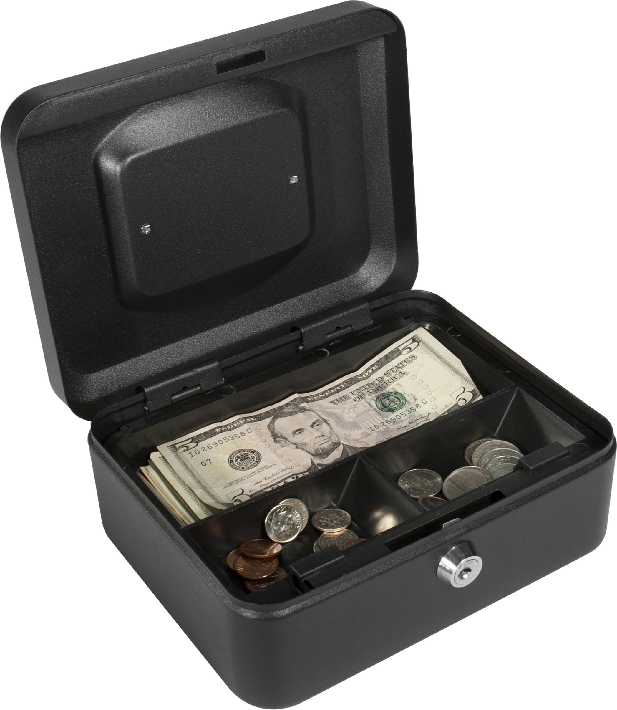 BARSKA 8-Inch Cash Box with Key Lock, Black