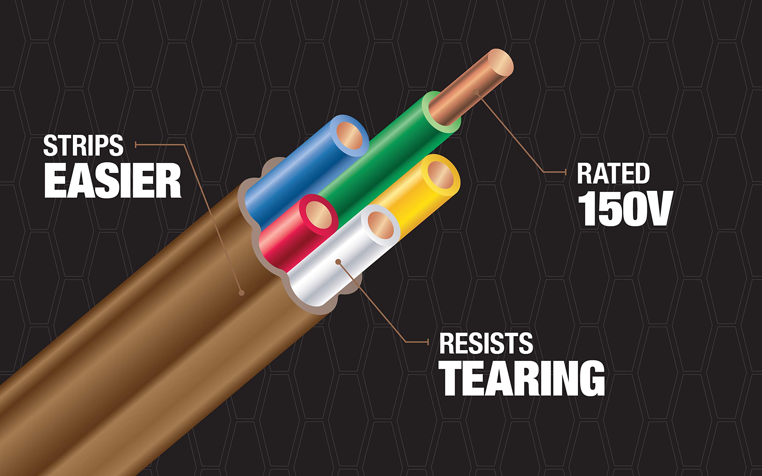 Southwire 64170422 18/7 Solid Copper Class 2 Power-Limited Thermostat Wire; 50 feet ; Brown