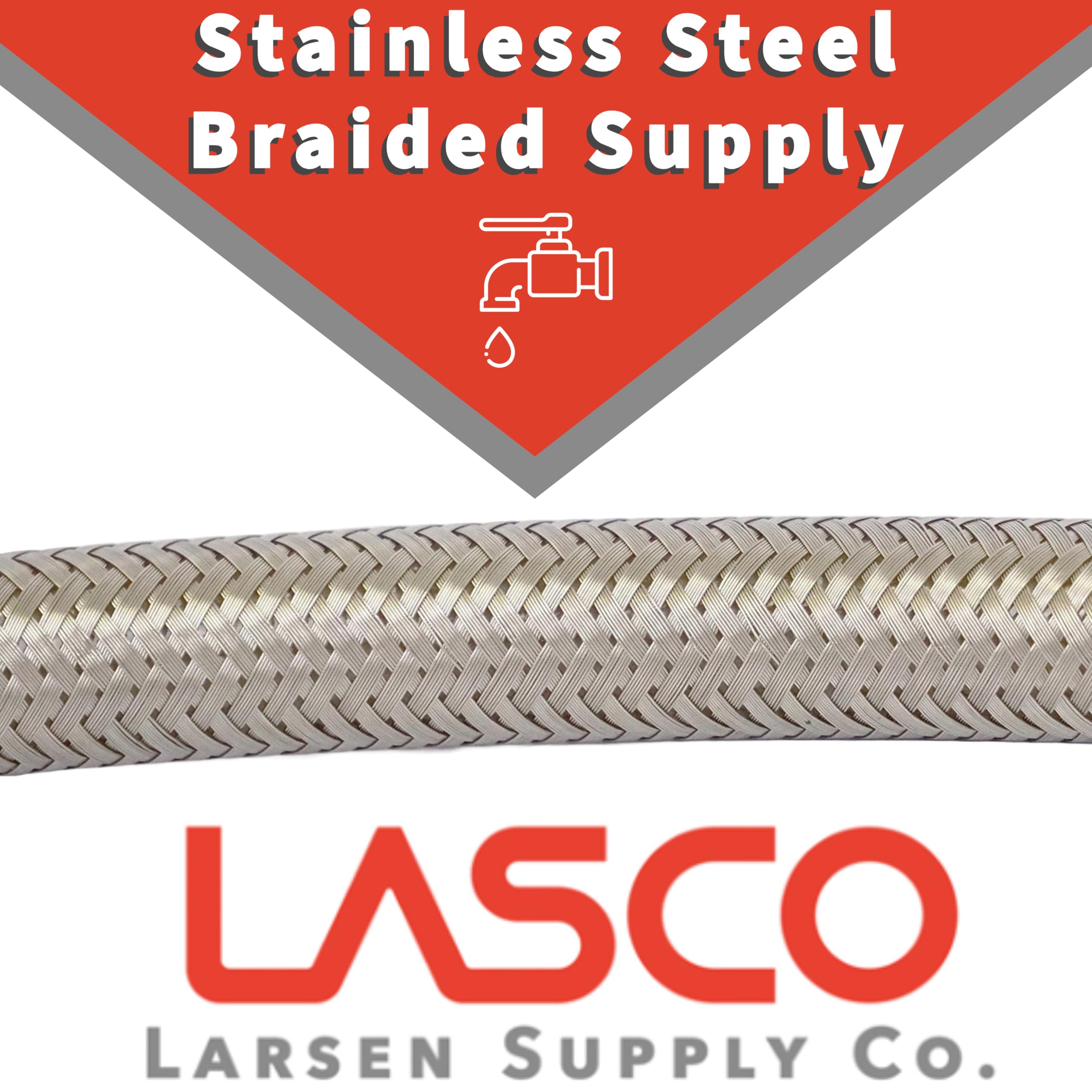 LASCO 10-0946 2-Foot Ice Maker Water Supply Line, Braided Stainless Steel, X 1/4-Inch Female Compression, 1-Pack