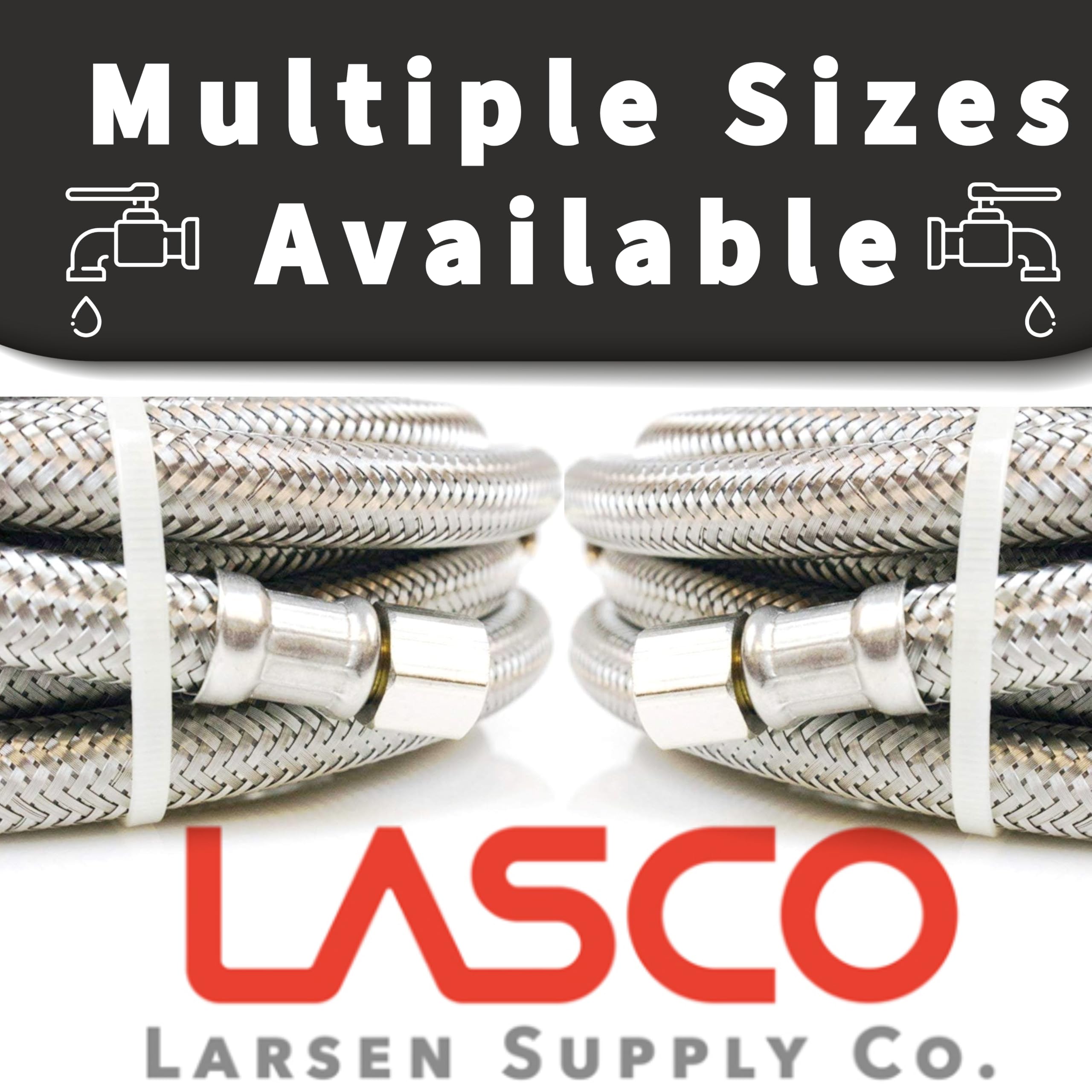 LASCO 10-0946 2-Foot Ice Maker Water Supply Line, Braided Stainless Steel, X 1/4-Inch Female Compression, 1-Pack