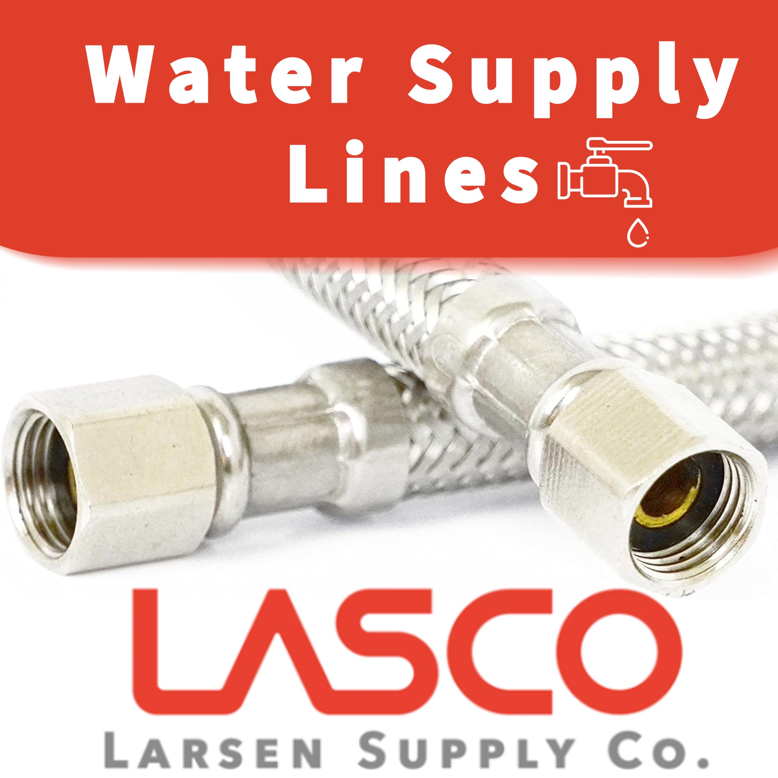 LASCO 10-0946 2-Foot Ice Maker Water Supply Line, Braided Stainless Steel, X 1/4-Inch Female Compression, 1-Pack