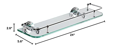 Ginger 1135T-24/PC Chelsea 24-in Glass Shelf, Gallery Rail, Polished Chrome