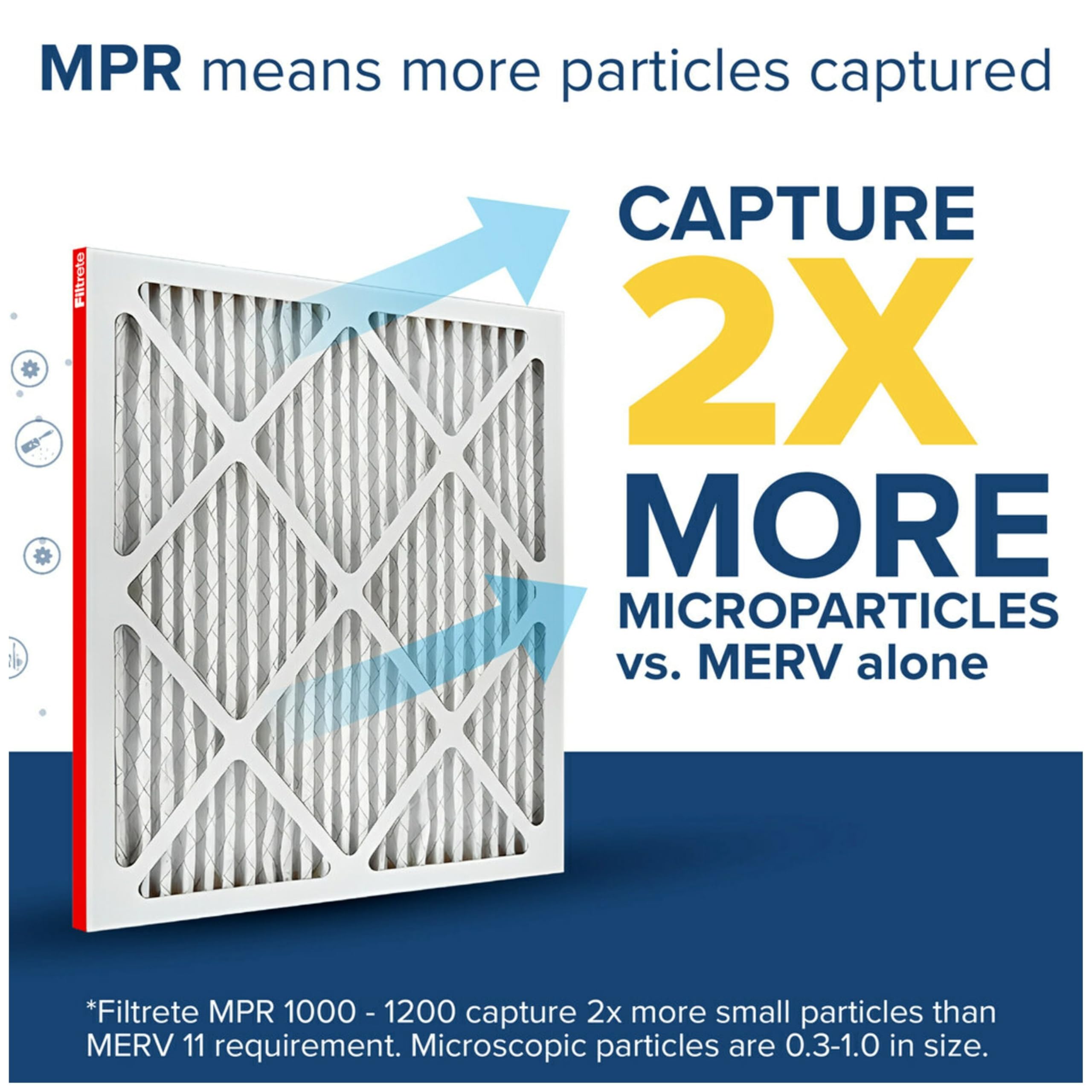 Filtrete 16x25x1 AC Furnace Air Filter, MERV 11, MPR 1000, Micro Allergen Defense, 3-Month Pleated 1-Inch Electrostatic Air Cleaning Filter, 2 Pack (Actual Size 15.719 x 24.72 x 0.84 in)