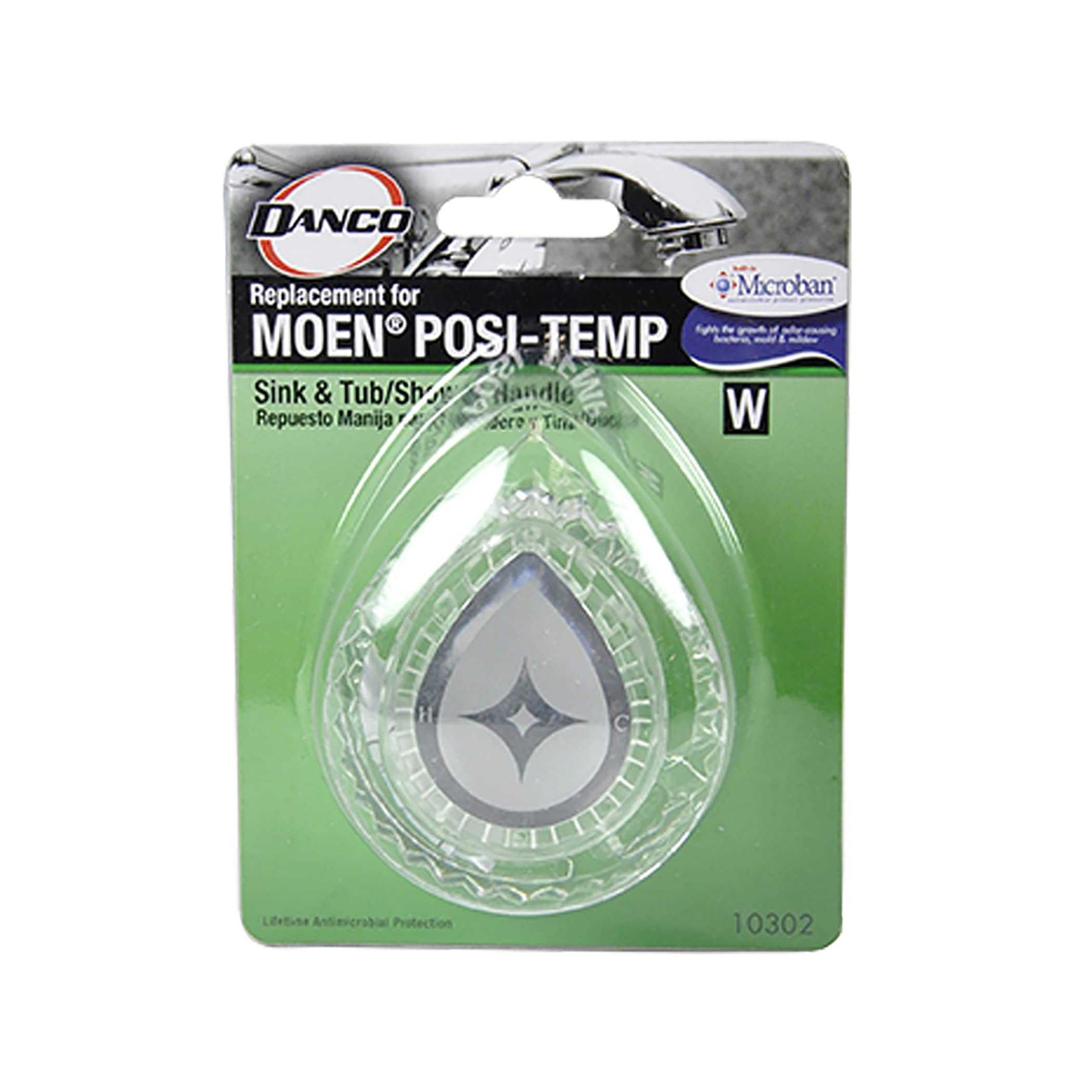 Danco Posi-Temp Faucet Handle for Moen, Tub/Shower, Clear Acrylic (10302), Pack of 1