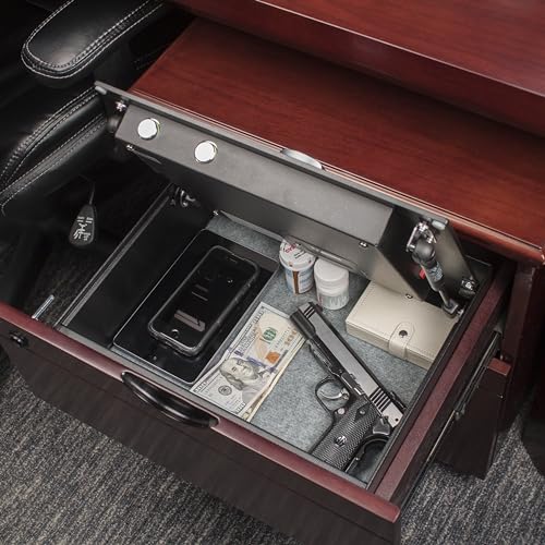 BARSKA AX11556 Biometric Fingerprint Top Opening Security Drawer Safe Box 0.23 Cubic Ft, Multi, One Size , Black , 14.75 x 11.25 x 5