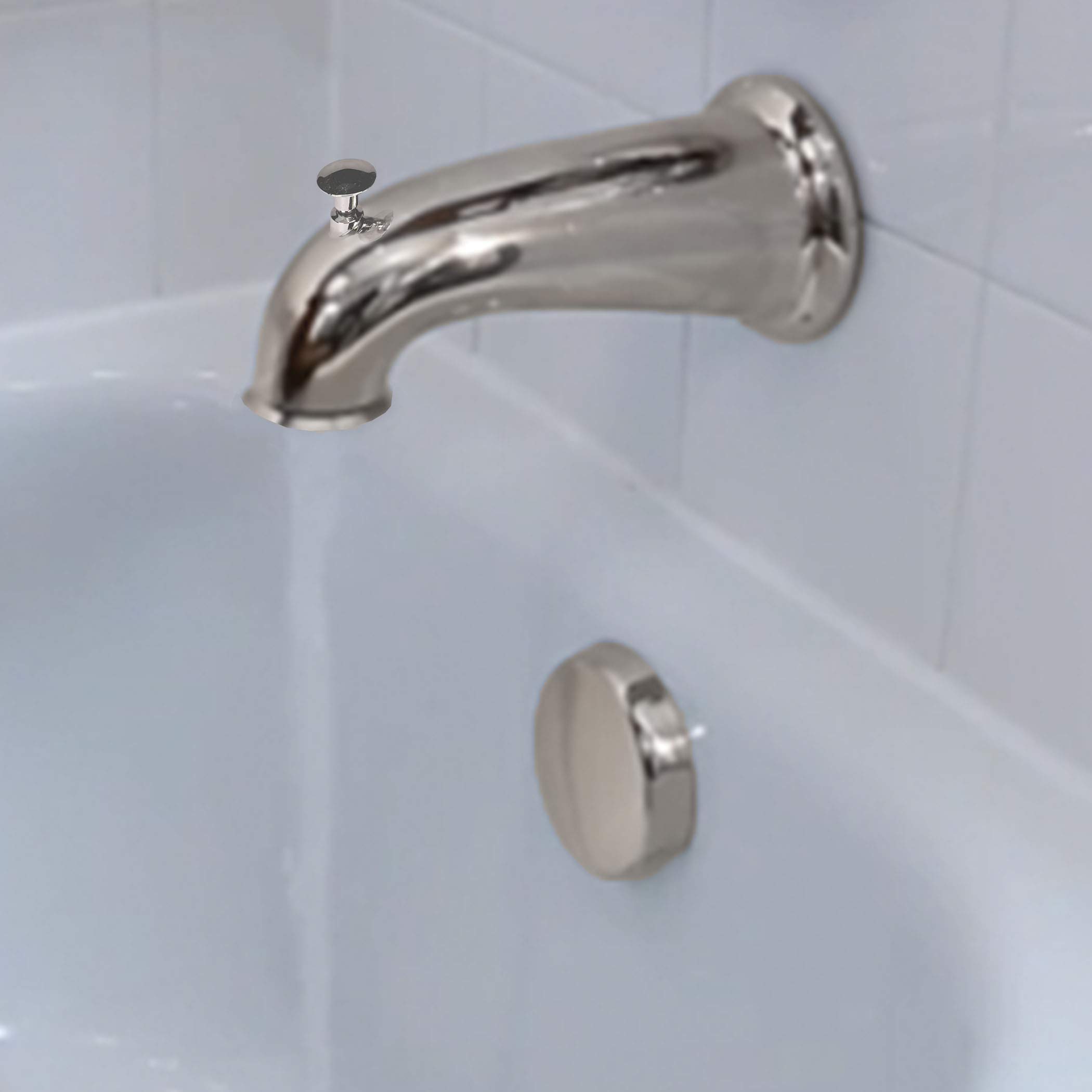 DANCO Decorative Bathtub Faucet Spout with Pull Up Diverter | 6 Inch Length | Brushed Nickel Finish (10316)