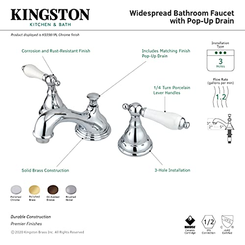 KINGSTON BRASS KS5561PL Royale Widespread Bathroom Faucet, Polished Chrome