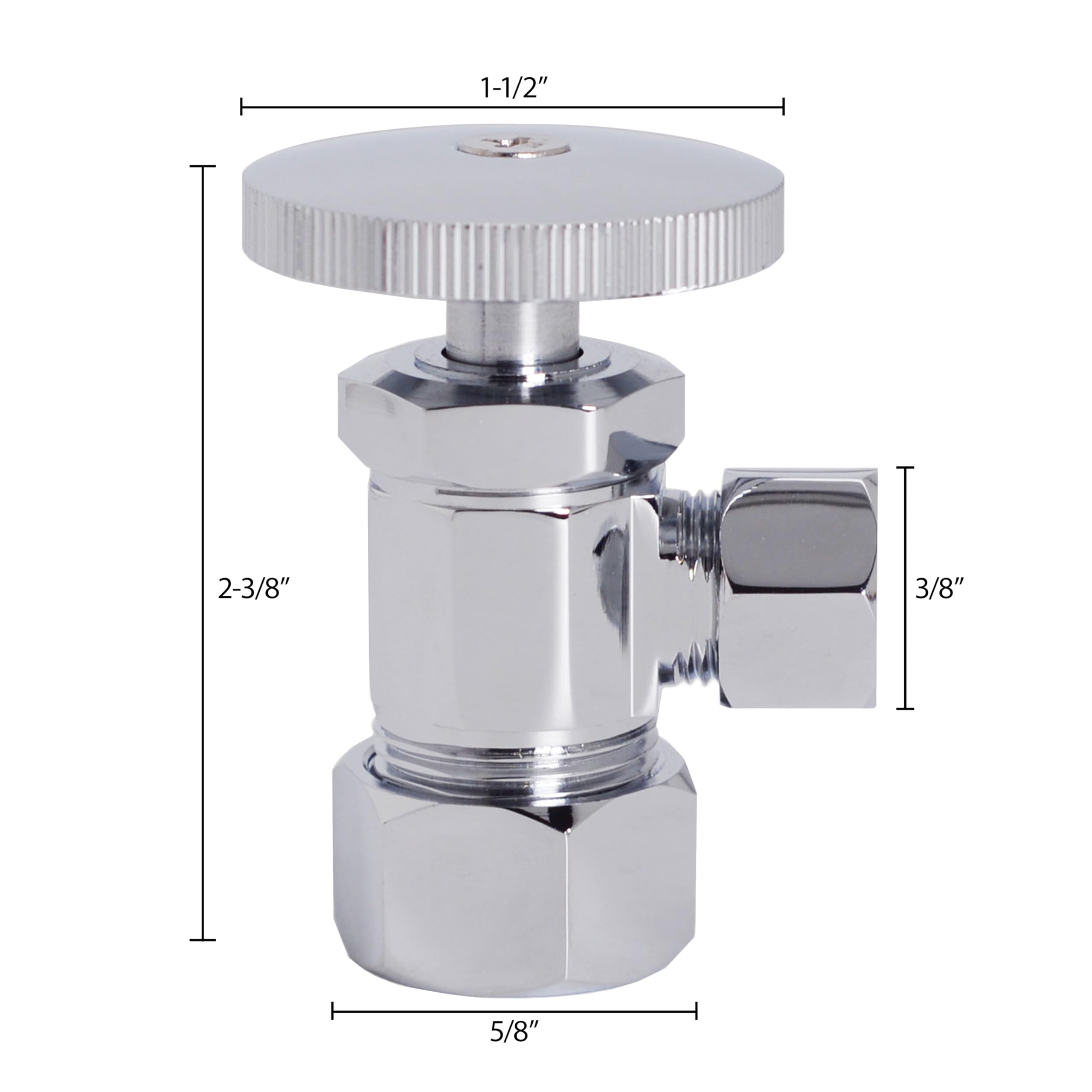 Westbrass Round Handle Angle Stop Shut Off Valve, 1/2" Copper Pipe Inlet with 3/8" Compression Outlet, Oil Rubbed Bronze, D105-12
