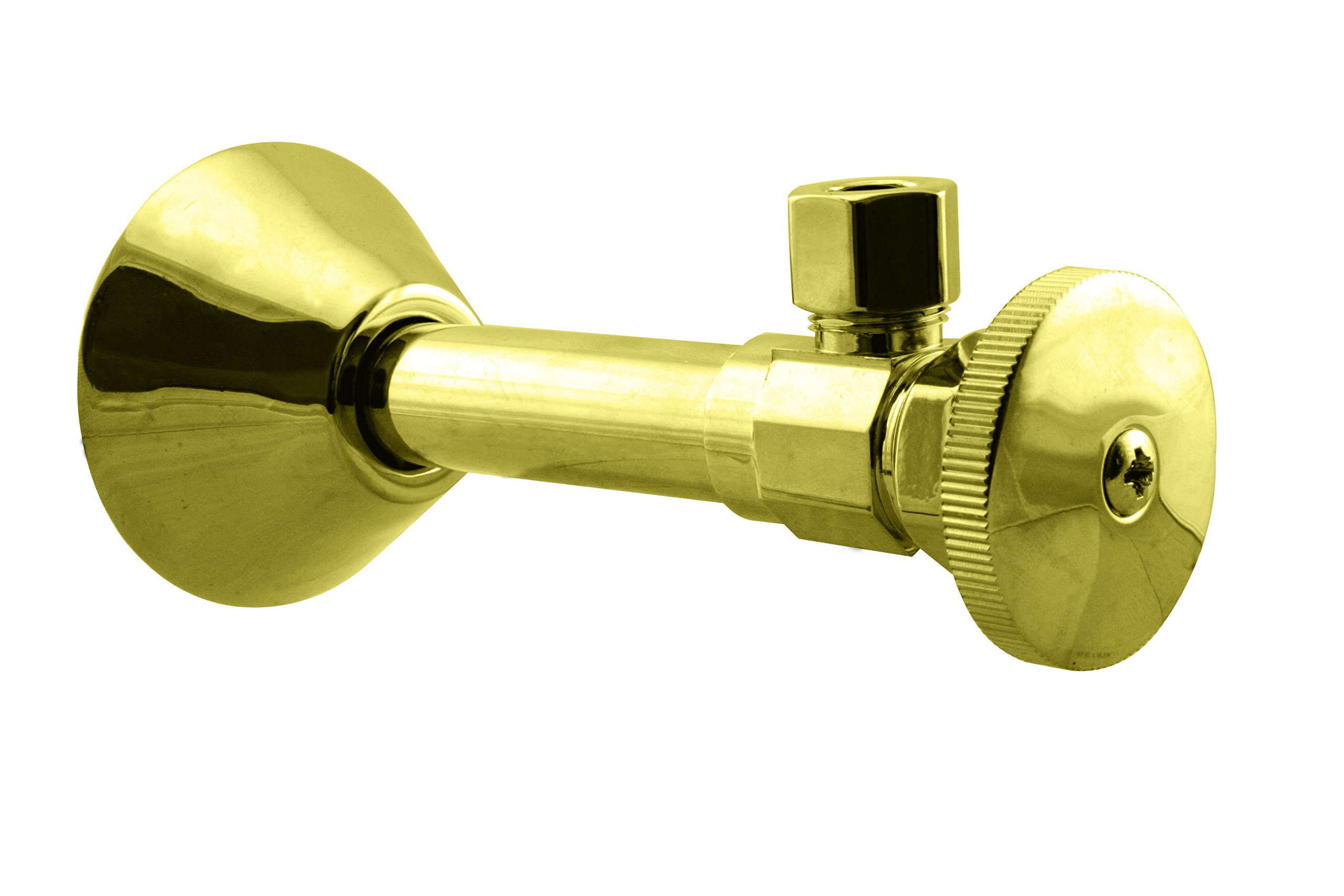 Westbrass D1112-01 Round Handle Angle Stop Shut Off Valve, 1/2" Copper Sweat x 3/8" OD Compression Outlet, Polished Brass