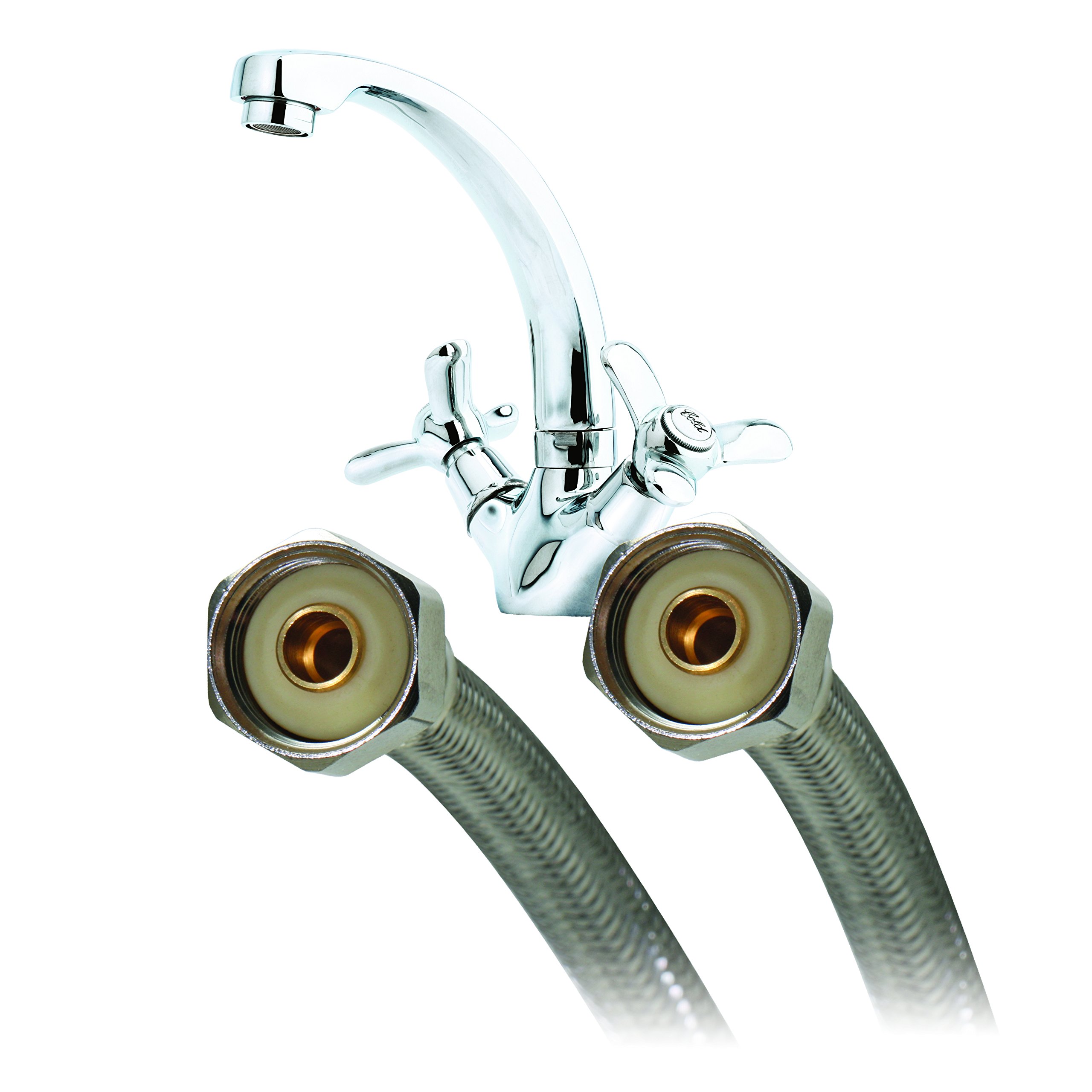 Fluidmaster B4F30 Faucet Connector, Braided Stainless Steel - 1/2 F.I.P. Thread x 1/2 F.I.P. Thread, 30-Inch Length