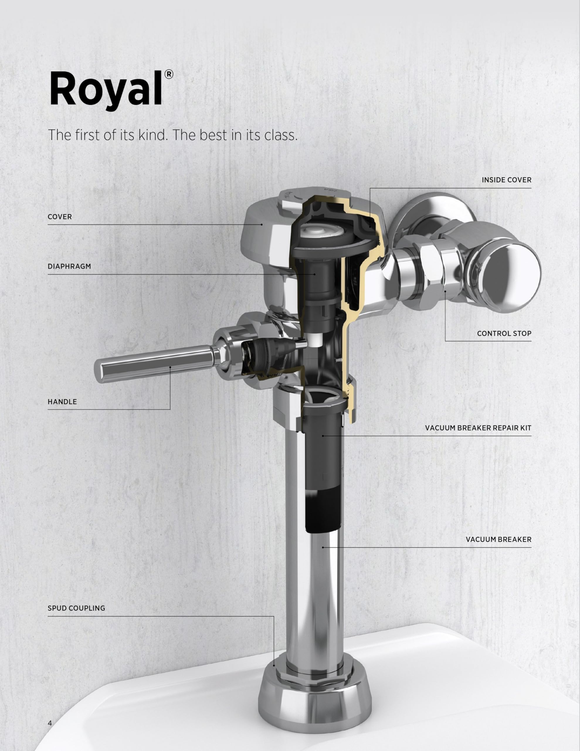Sloan B-32-A Flushometer Handle Assembly for Regal and Royal Flushometers - For Use with Sloan Manual Flushometers, Polished Chrome Finish, Original OEM Replacement Parts, 5302279