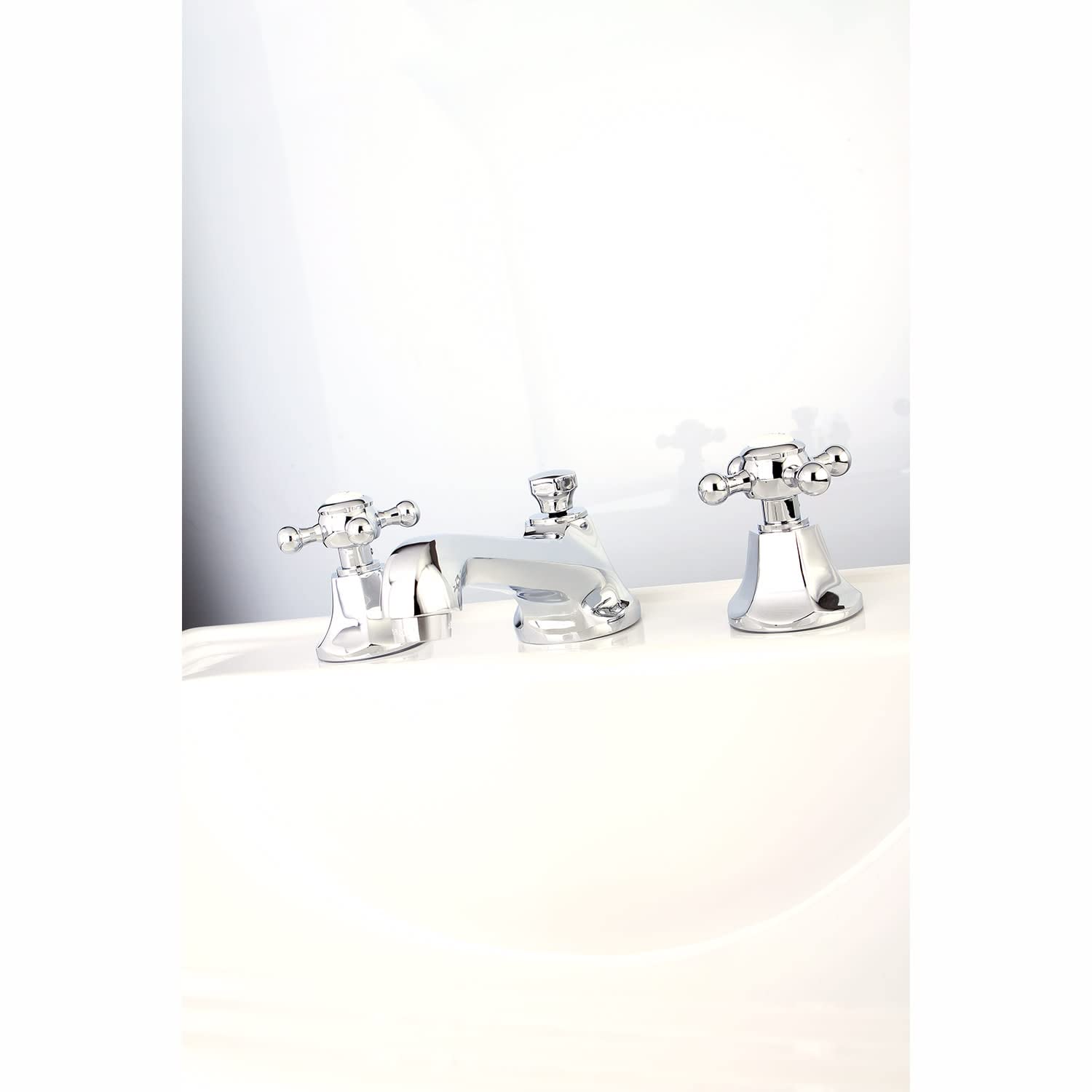 Kingston Brass KS4469BX Metropolitan Widespread Lavatory Faucet with Metal Cross Handle, Brushed Nickel and Polished Brass