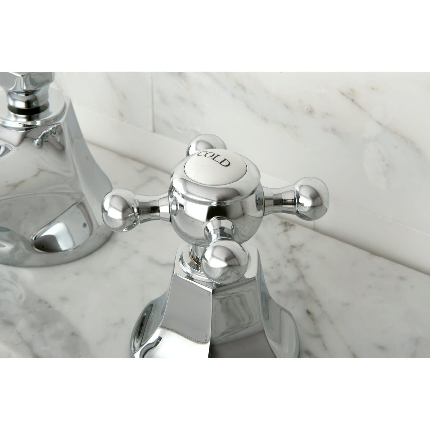 Kingston Brass KS4469BX Metropolitan Widespread Lavatory Faucet with Metal Cross Handle, Brushed Nickel and Polished Brass