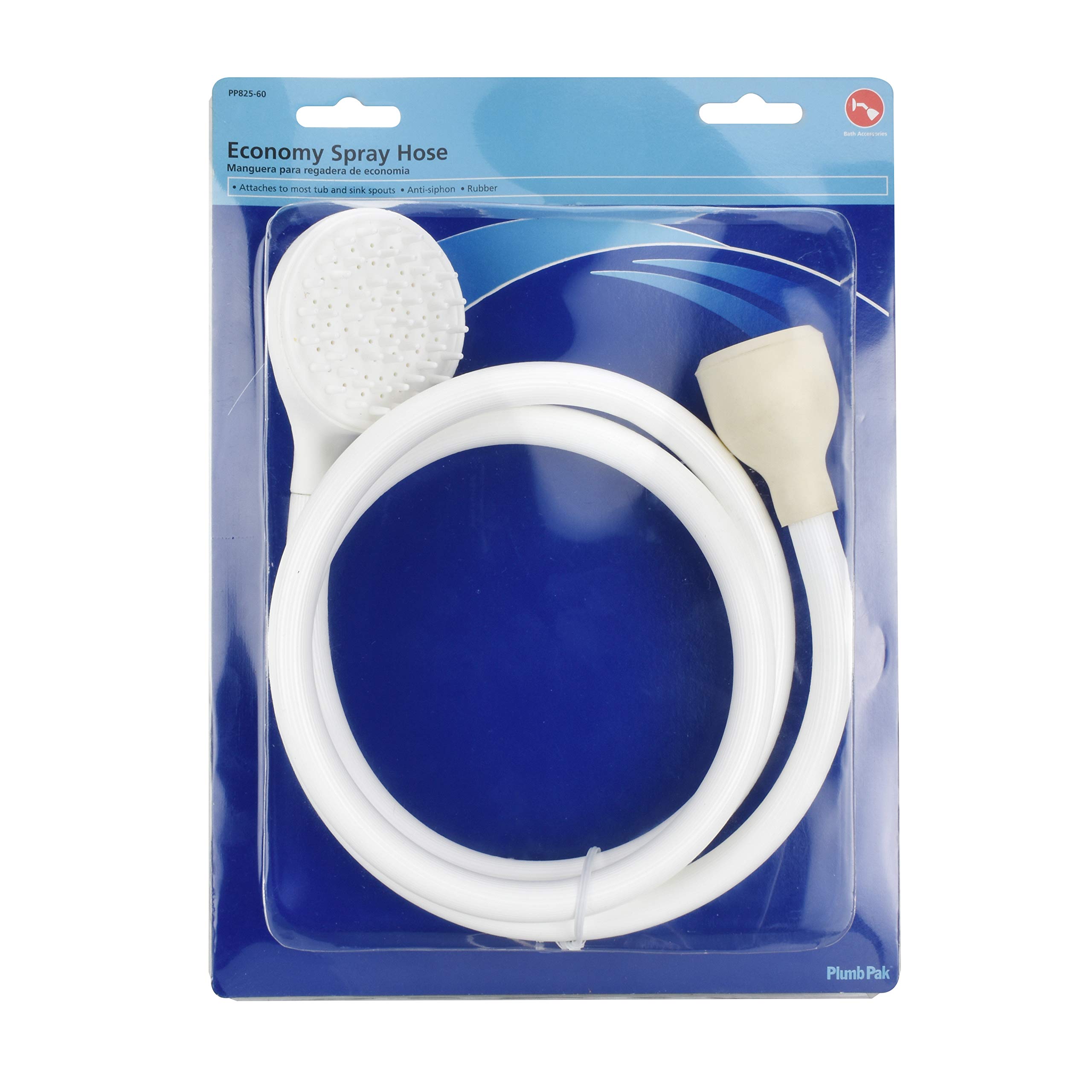 Plumb Pak PP825-60 Purpose Bath Spray Clip On Connector, for Use with Most Sink Spouts, Hose, Rubber, 52", White