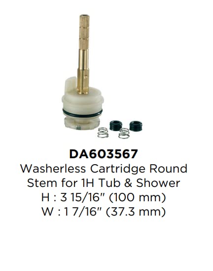 Gerber Plumbing Round Stem Washerless Cartridge for Tub and Shower