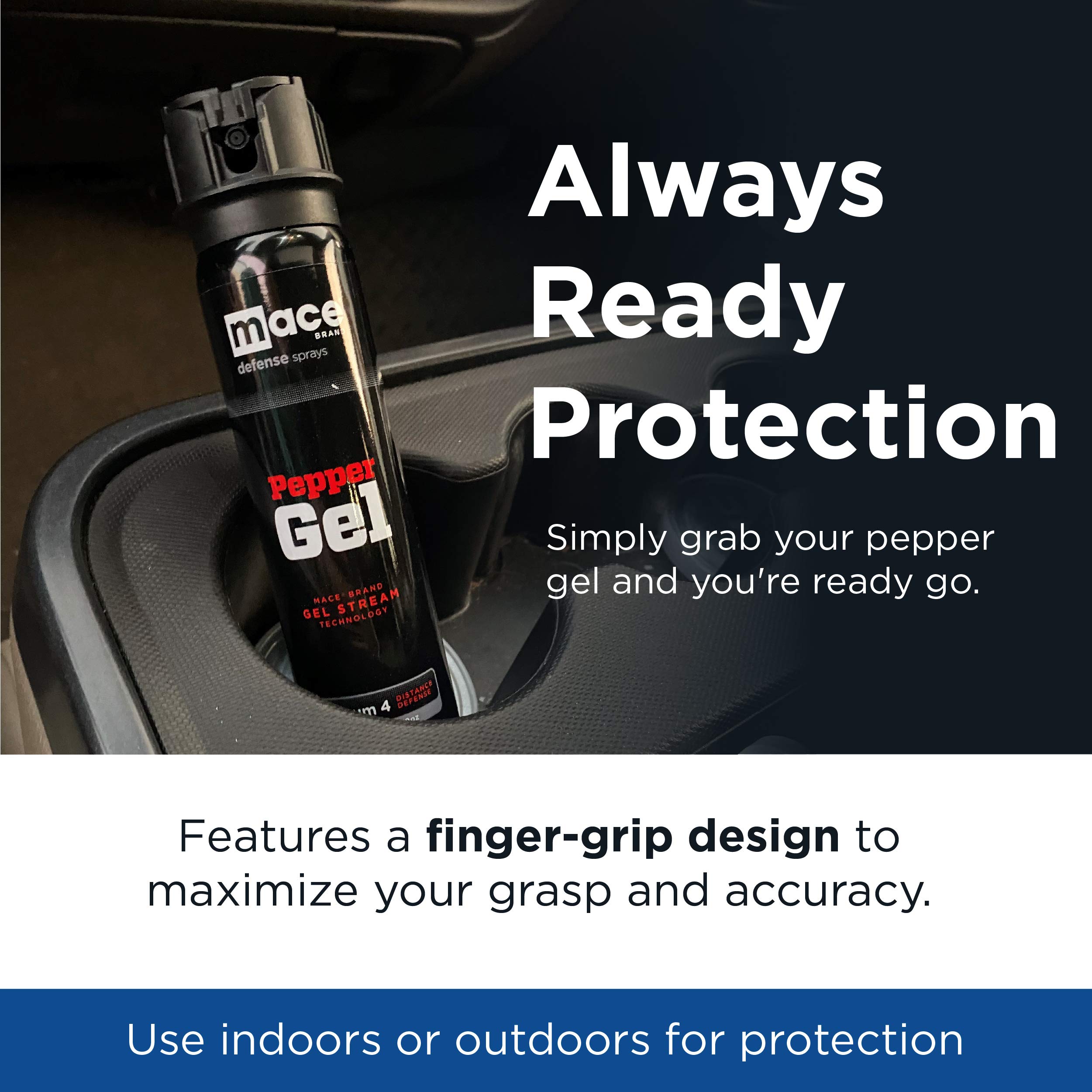 Mace Brand Magnum 4 Pepper Gel, 2.79 oz, 20 Feet Range, No Wind Blowback, Max Strength 10% OC Formula, Long Lasting UV Dye, Flip Top Safety Cap, Self Defense Pepper Spray Gel for Women & Men - Black