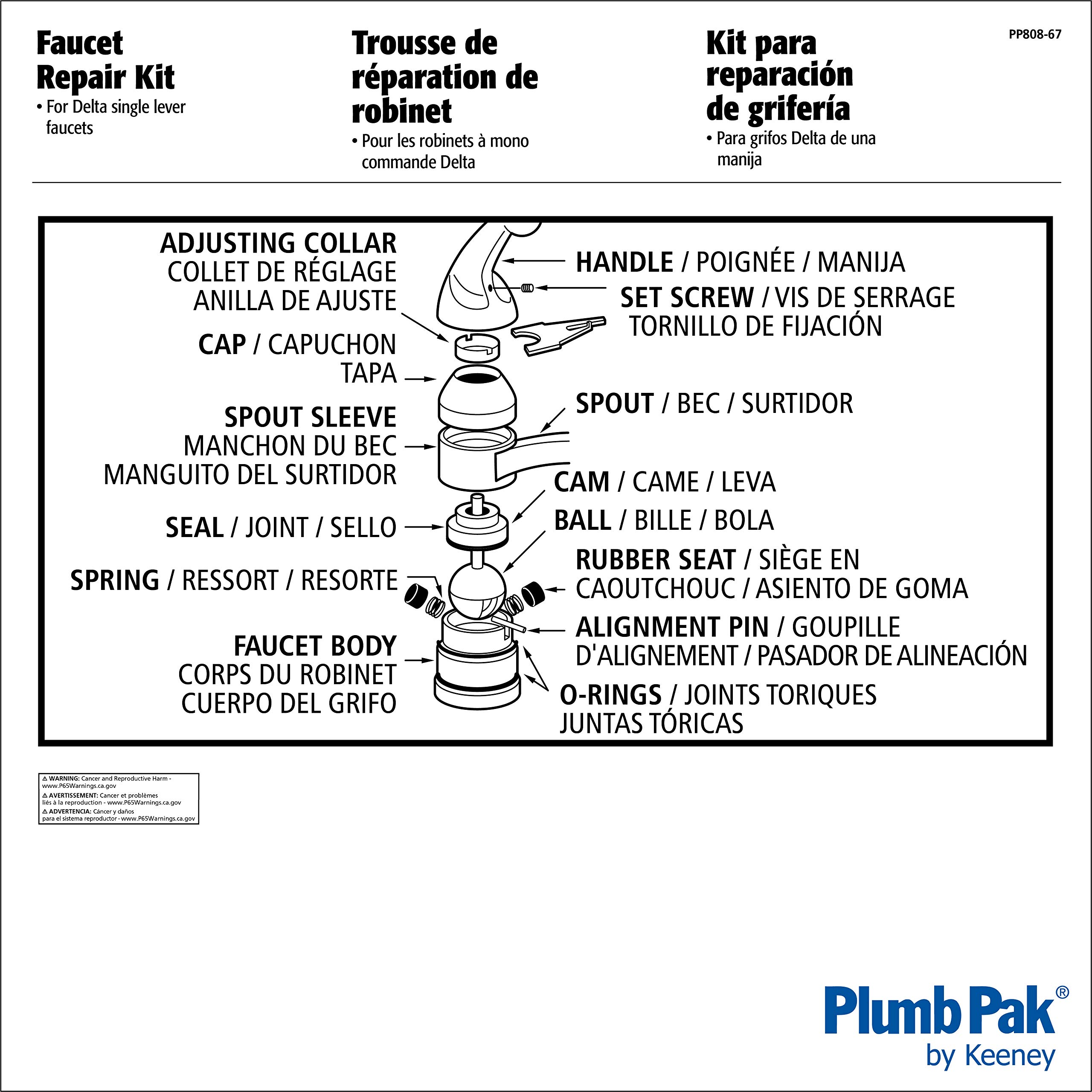 Faucet Repair Kit W/Ball Delta Single Lever
