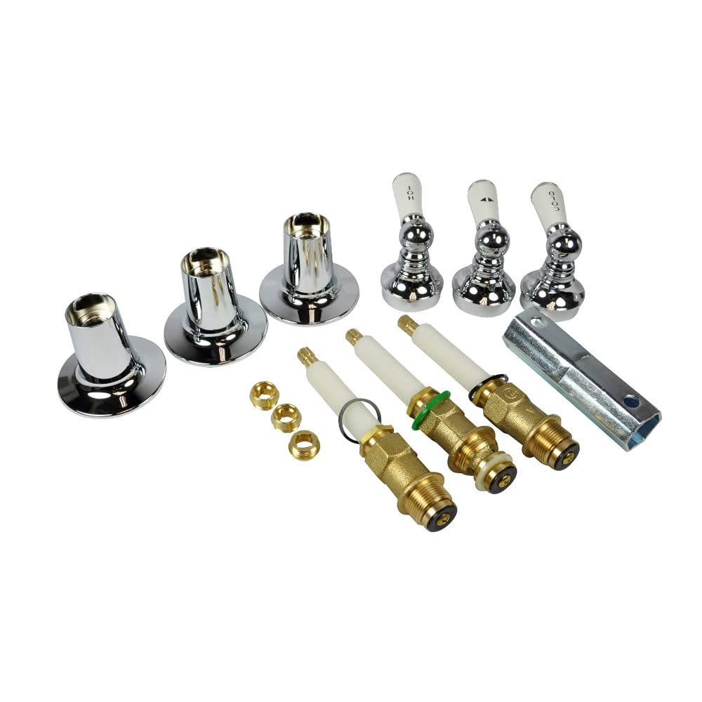 DANCO Trim Kit for Price Pfister Triple-Handle Tub and Shower Faucets, 3-Handle, Porcelain, 1-Pack Kit (39695), Chrome