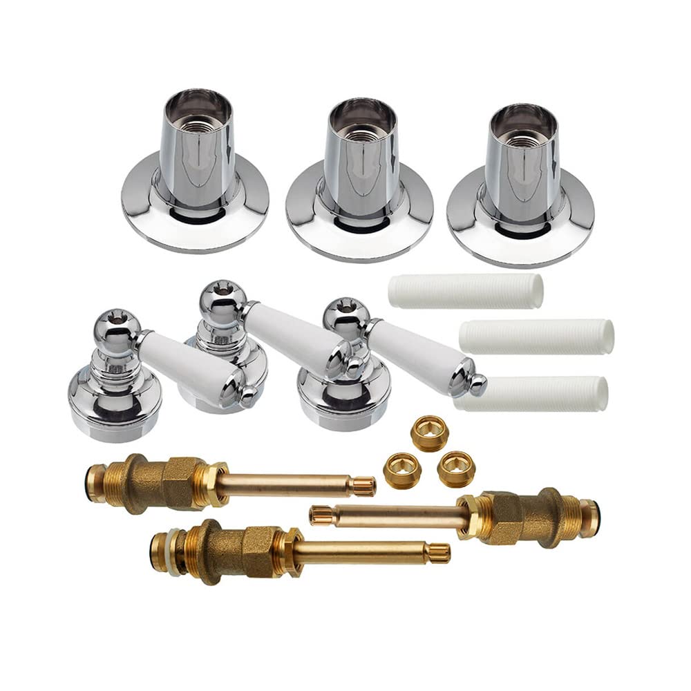 DANCO Trim Kit for Price Pfister Triple-Handle Tub and Shower Faucets, 3-Handle, Porcelain, 1-Pack Kit (39695), Chrome