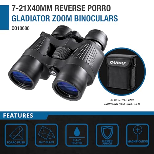 Barska CO10686 Colorado 7-21x40 Compact Binoculars for Birding, Sports, Hunting, Theater, etc,Blue