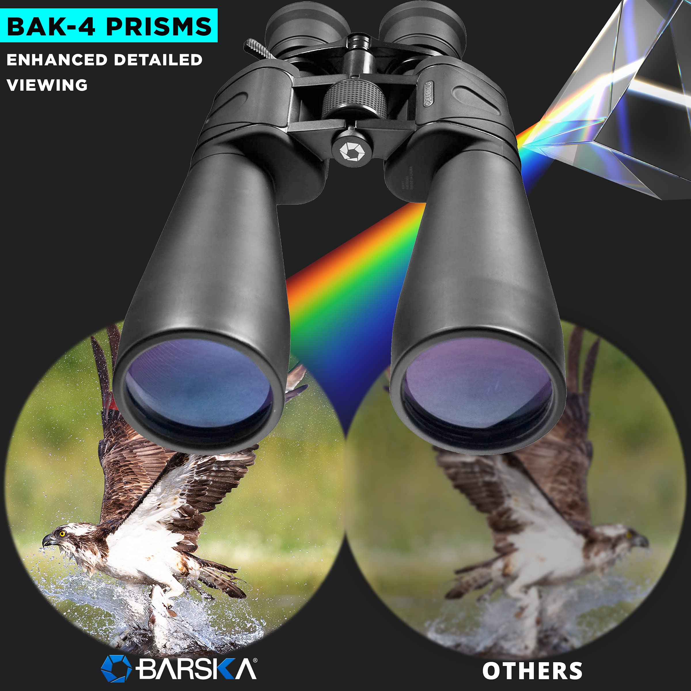 Barska AB10592 Gladiator 20-100x70 Zoom Binoculars with Tripod Adaptor for Astronomy & Long Range Viewing , Black