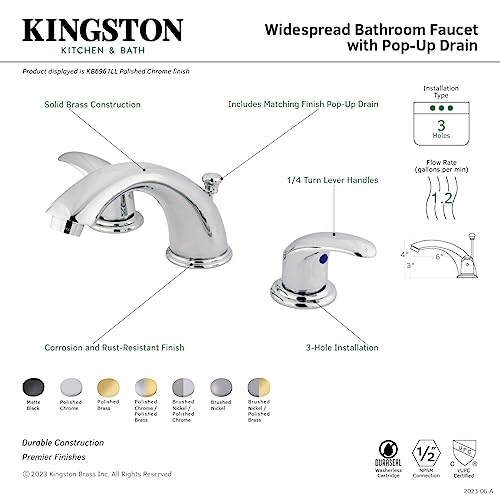 Kingston Brass KB6961LL Legacy 8-Inch to 16-Inch Widespread Lavatory Faucet with Pop Up, Polished Chrome