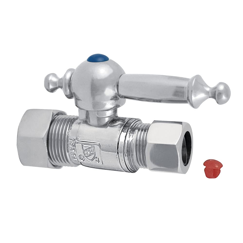 Kingston Brass CC44451TL Vintage 5/8-Inch OD X 1/2-Inch OD Compression Straight Stop Valve, 2-3/4-Inch, Polished Chrome