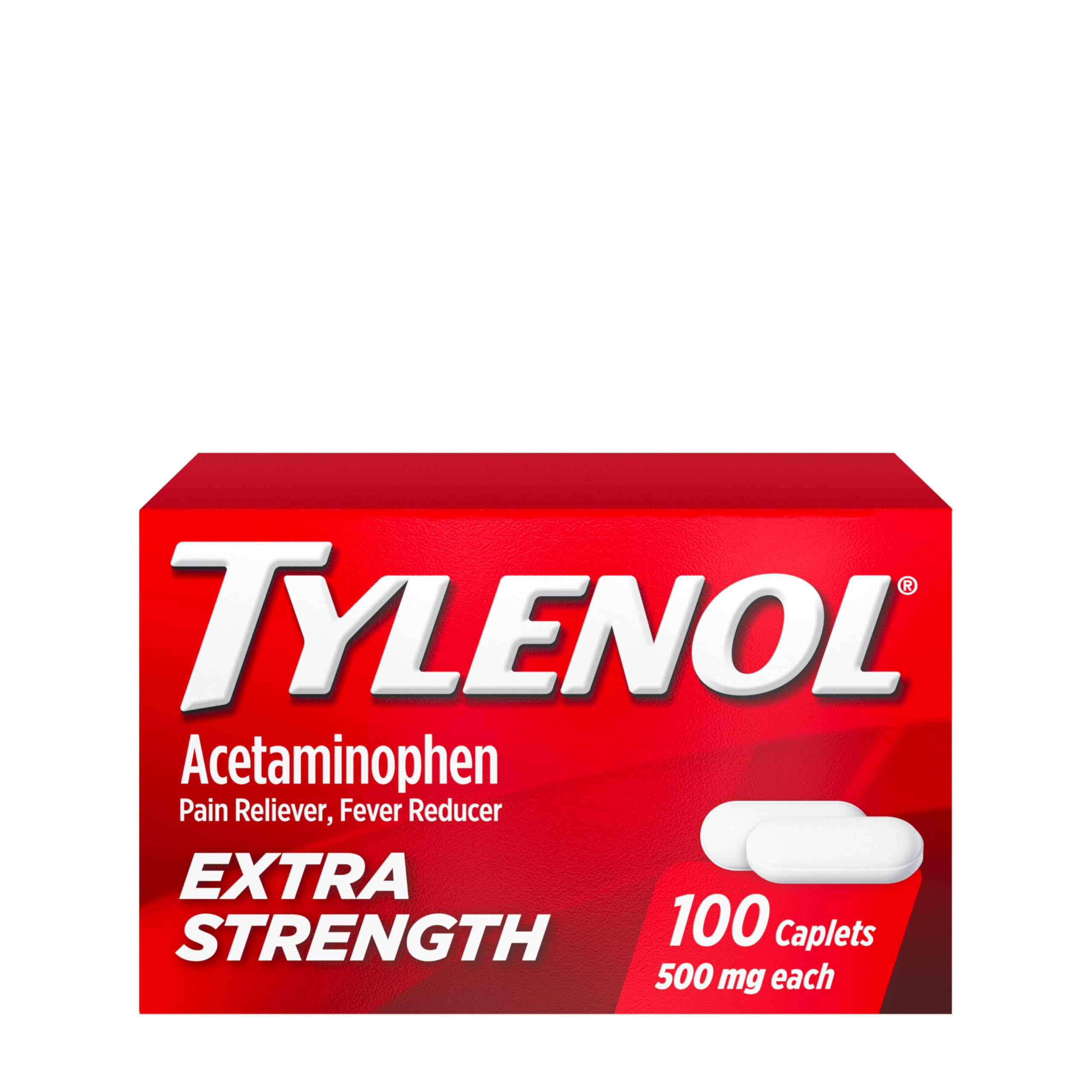 Tylenol Extra Strength 500 mg Acetaminophen Caplets, Pain Reliever & Fever Reducer, Acetaminophen for Minor Arthritis Pain, Headache, Backache & Toothache, Value Size, 100 Ct