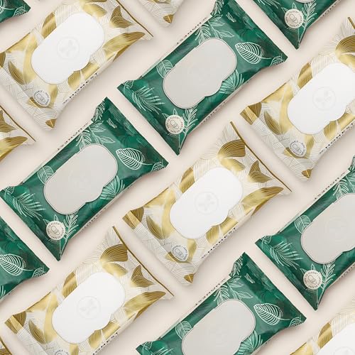 The Honest Company Flushable Wipes for Sensitive Skin | Fragrance Free, Hypoallergenic, 99% Water, Safe to Flush | Tropical Leaves, 126 Count
