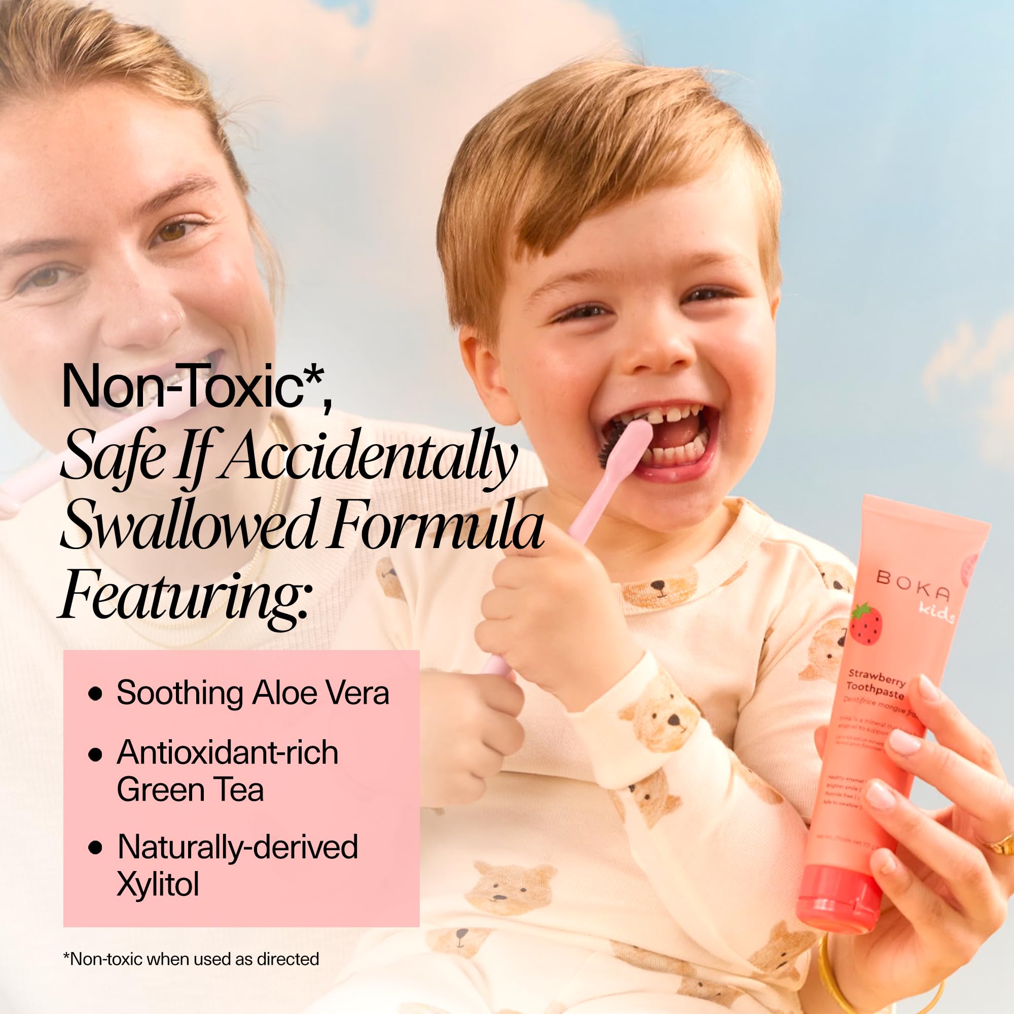 Boka Fluoride Free Toothpaste Nano Hydroxyapatite, Helps Remineralize, Appropriate for Sensitive Teeth, Whitening - for Adult, Kids Oral Care - Strawberry Mango Flavor, 4oz 1Pk - US Manufactured