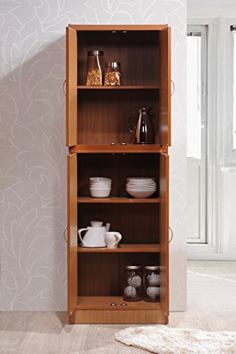 Hodedah 4 Door Kitchen Pantry with Four Shelves, Cherry