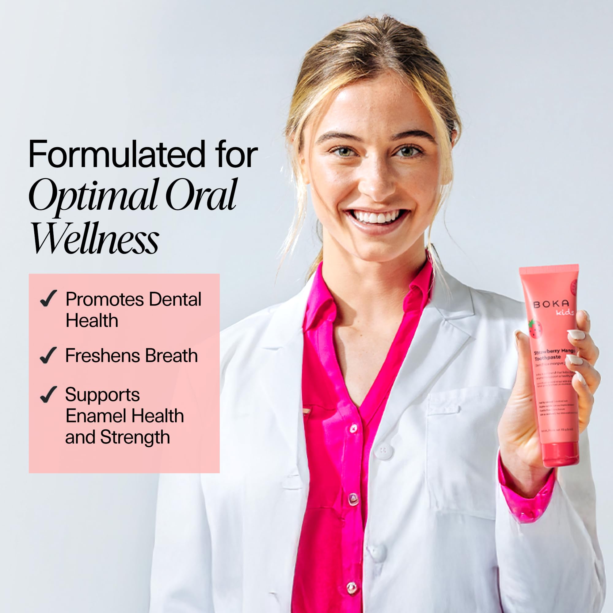 Boka Fluoride Free Toothpaste Nano Hydroxyapatite, Helps Remineralize, Appropriate for Sensitive Teeth, Whitening - for Adult, Kids Oral Care - Strawberry Mango Flavor, 4oz 1Pk - US Manufactured