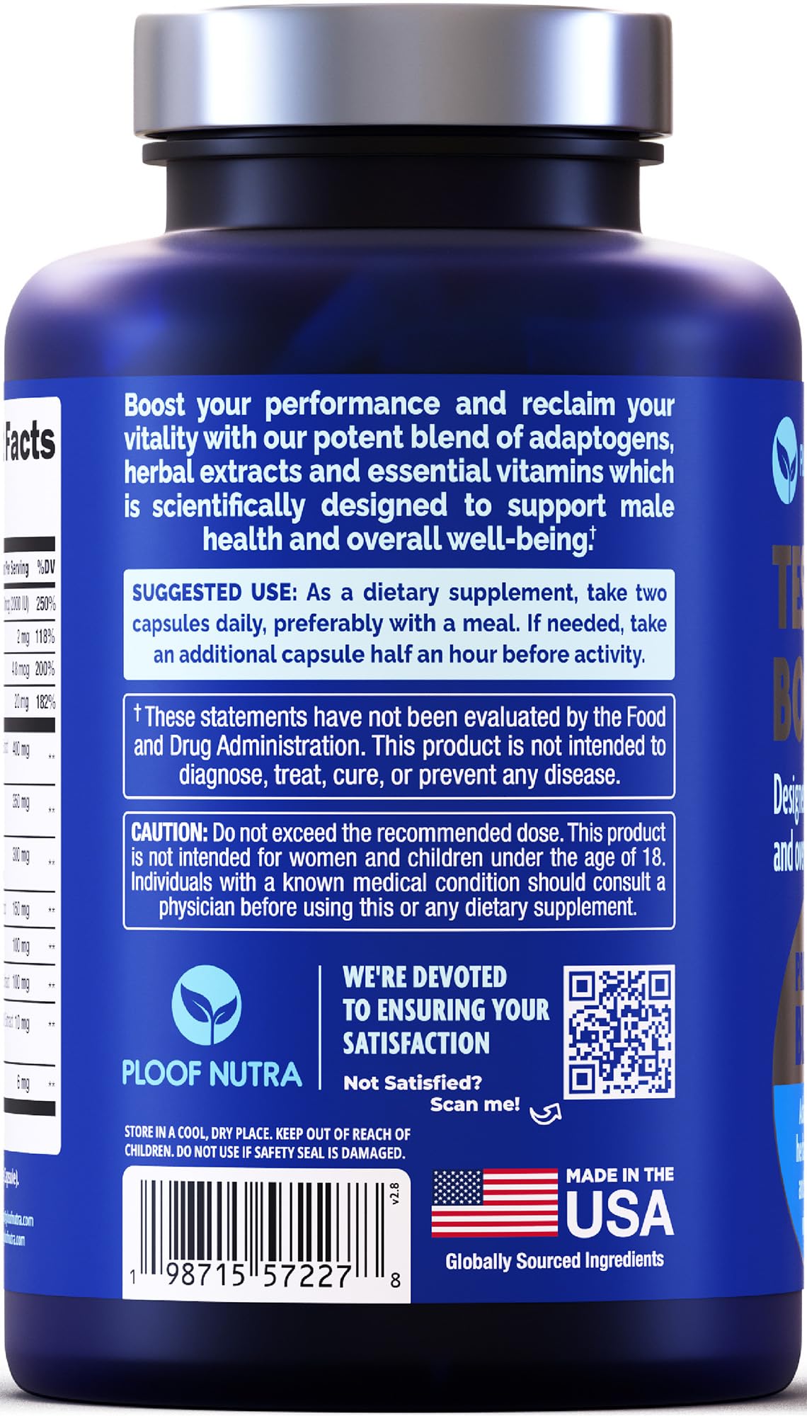Testosterone Booster Supplement for Men - Male Enhancing Test Boost - Ashwagandha, Tongkat Ali, Rhodiola, Tribulus, Vitamin D3, B6, B12 - Workout, Muscle Builder, Strength, Energy, Performance - 120ct