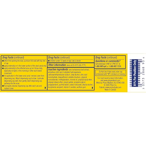 Preparation H Hemorrhoid Symptom Treatment Cream (0.9 Ounce Tube), Maximum Strength Multi-Symptom Pain Relief with Aloe