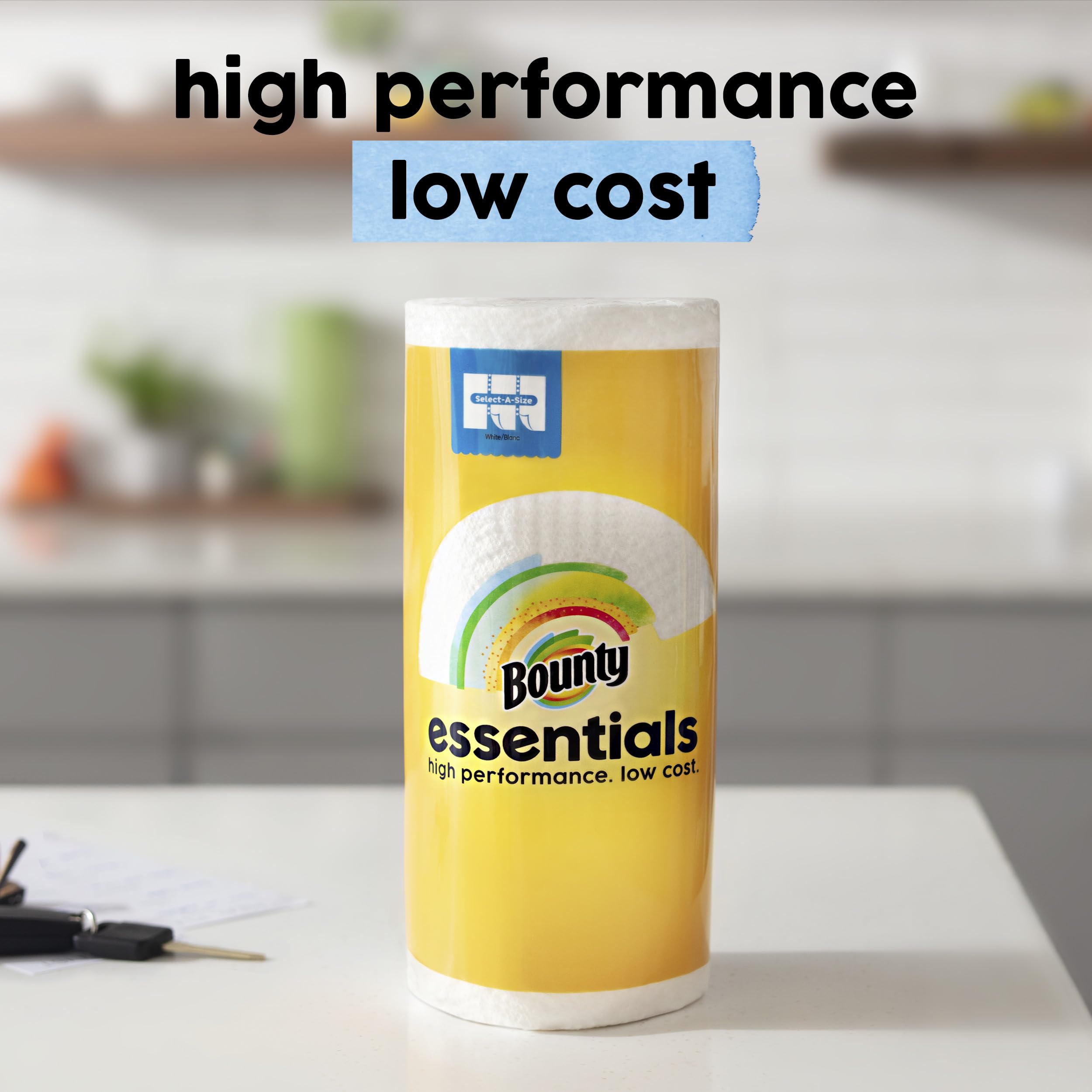 Bounty Essentials Select-A-Size Paper Towels, White, 2 Triple Rolls = 6 Regular Rolls
