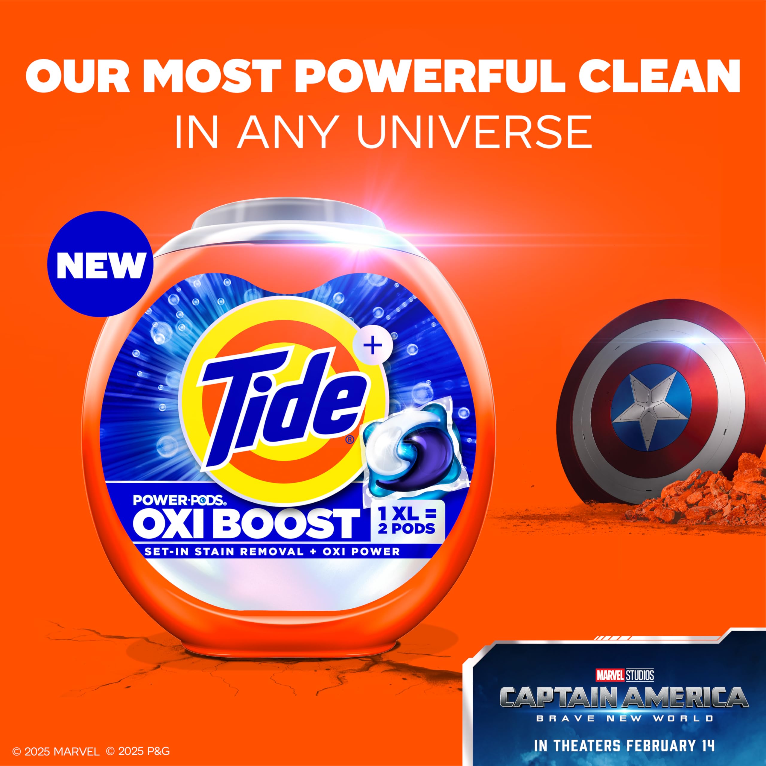 Tide Oxi Boost Power PODS Laundry Detergent Pods, 45 Count, Stain Remover Plus Oxi Power