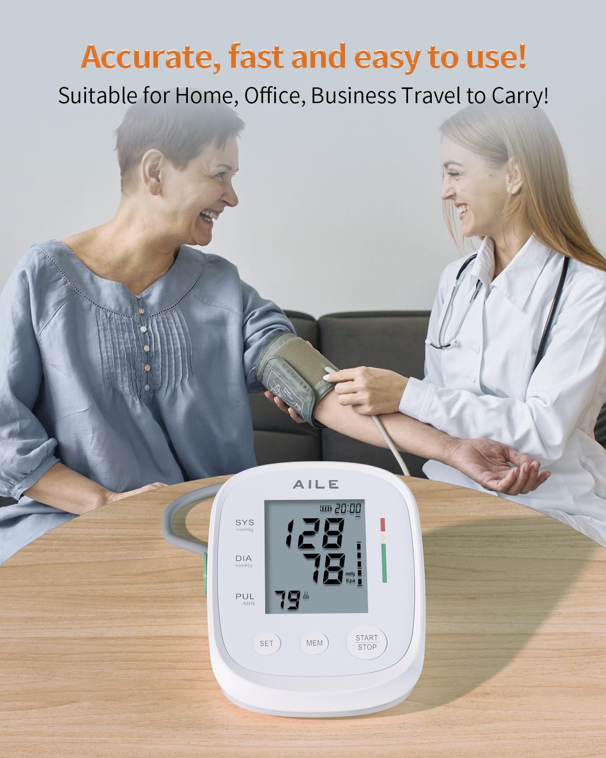 Blood Pressure Monitor, AILE Blood Pressure Machine Upper Arm Large Cuff(8.7"-16.5"), High Automatic Blood Pressure Monitors Cuff for Home Use, (BP) Manual Arm Blood Pressure Monitors, 2 * 99 Memory