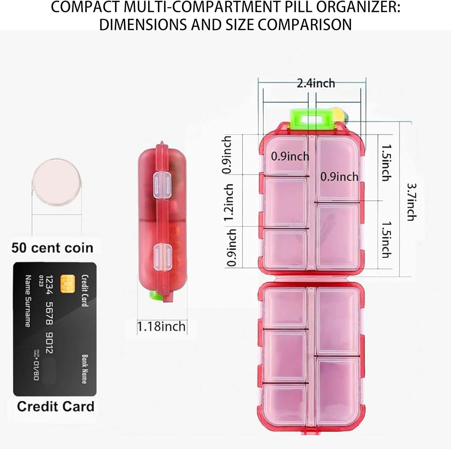 Pill Organizer with Medicine Labels Travel Daily Pill Container Mini Medication Organizer Storage Pill Organizer Travel Essentials Pill Case 7 Day Pill Organizer(Pink & 161 Lables)