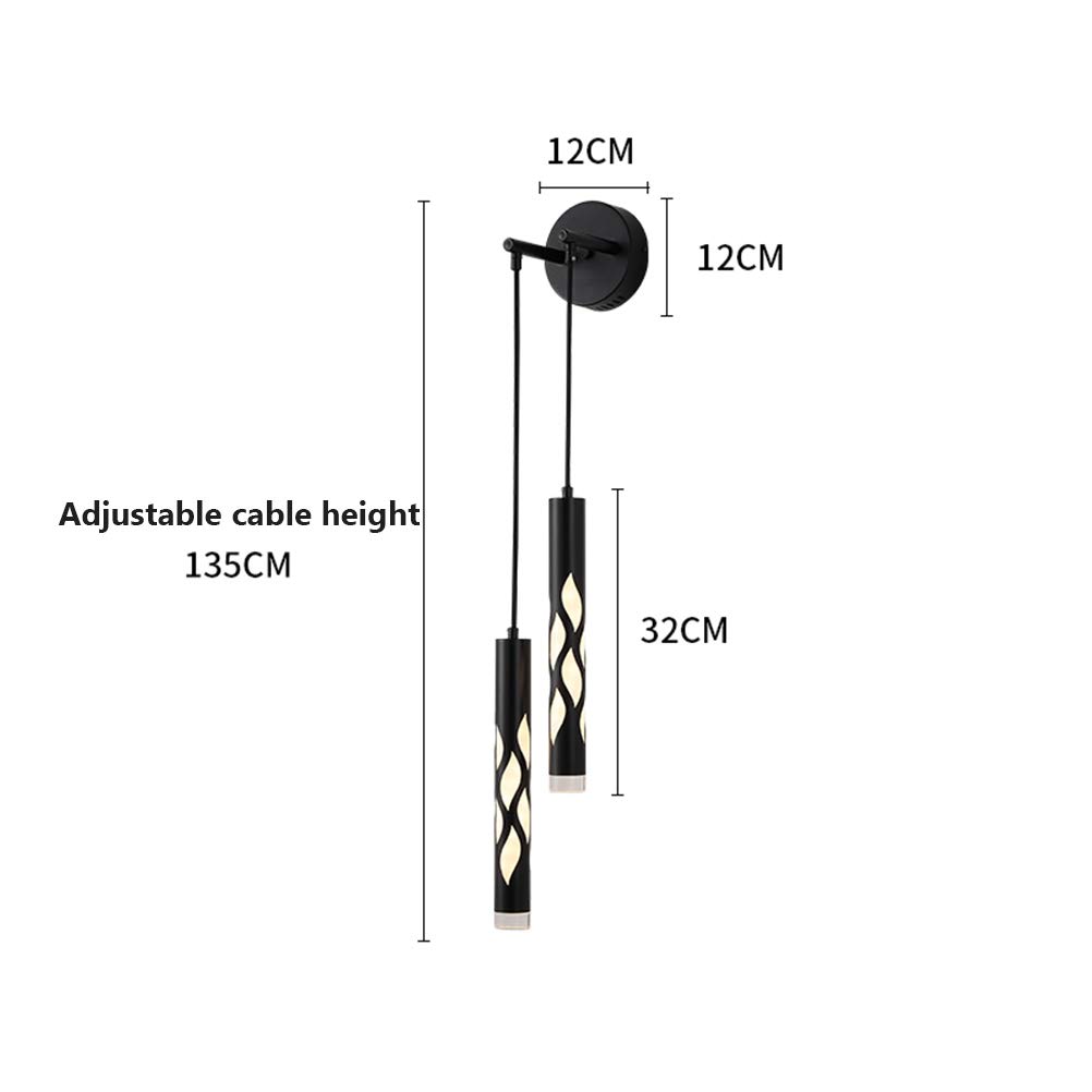 AN.KLN 2 Lights 24W Warm Light LED Wall Light Metal Acrylic Wall Bedside Lamp, Creative Indoor Lighting Wall Lamp for Bedroom Dining Room Living Room Hallway Decoration Lamp,Black