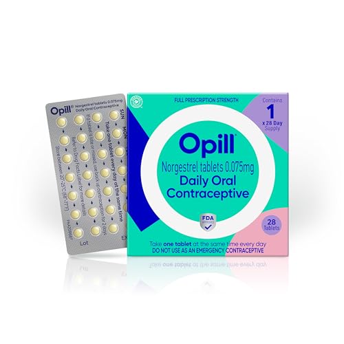 Opill, Daily Oral Birth Control Pills, Over-The-Counter Progestin-Only Contraceptive, FDA-Approved & Estrogen-Free, 28 Count