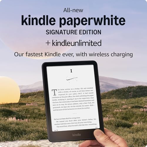 All-new Amazon Kindle Paperwhite Signature Edition (32 GB) β Our fastest Kindle with an auto-adjusting front light, wireless charging, and weeks of battery life β Metallic Black + 3 Months Free Kindle Unlimited (with auto-renewal)