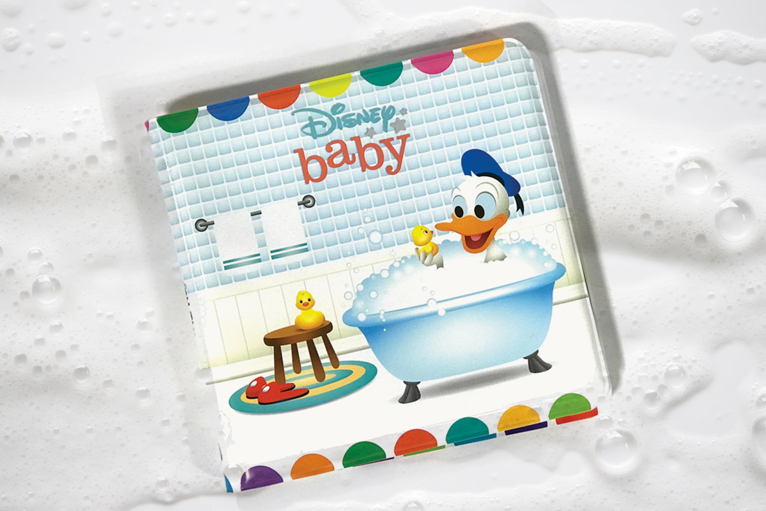 Disney Baby Bath Time Books - Activity Books for kids, Bath book, 6 Padded suction cups, 1 Mesh bag