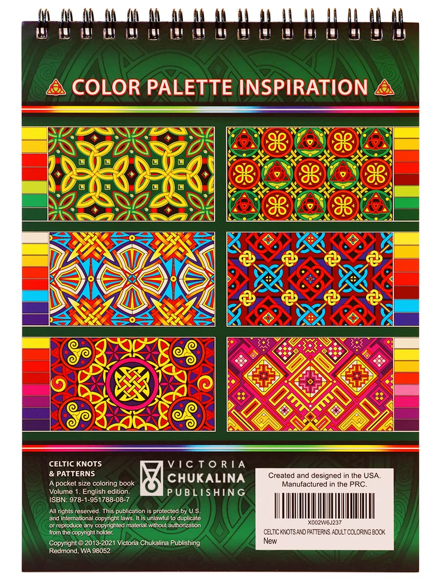 Celtic Knots and Patterns. Adult Travel Size Coloring Book on Thick Artist Paper with a Spiral Binding on The top