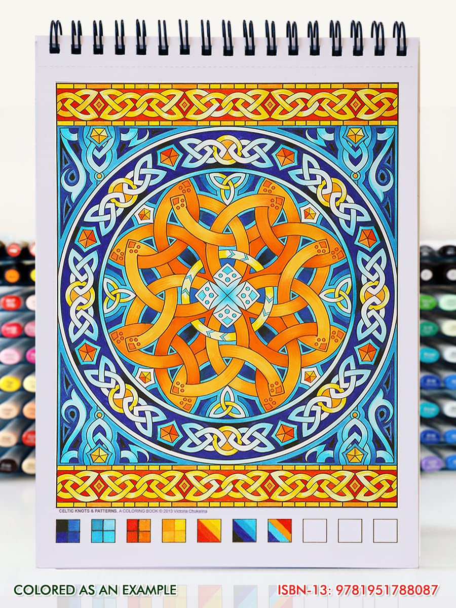 Celtic Knots and Patterns. Adult Travel Size Coloring Book on Thick Artist Paper with a Spiral Binding on The top